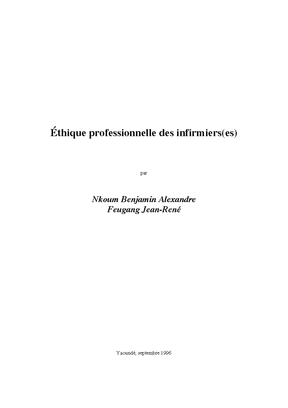 Ethiqueinfirmiercameroun - Éthique professionnelle des infirmiers(es ...