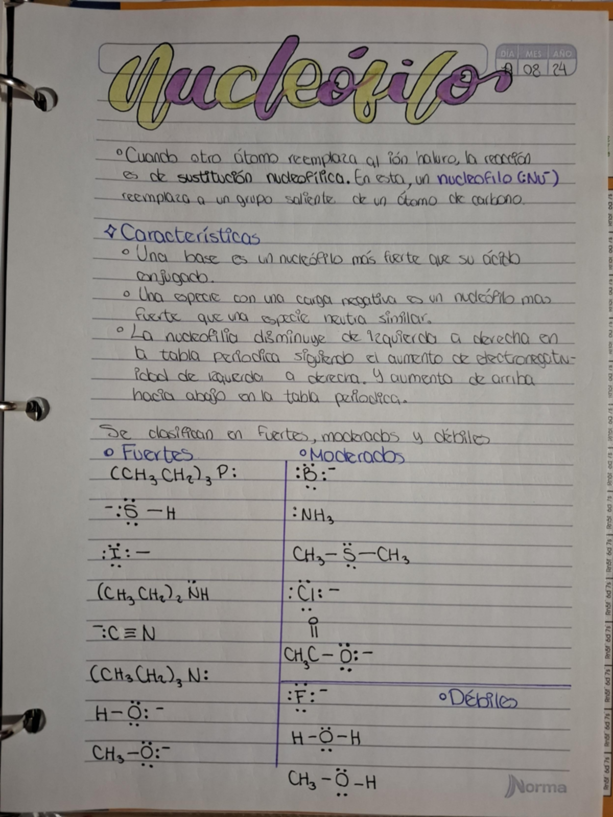 Nucleofilos fuertes y debiles - DIA MES ANO oCuanco oto útomo reempoa a ...