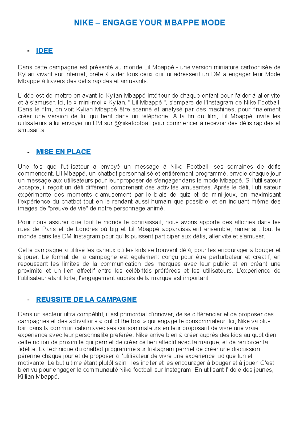 Campagne NIKE Lil Mbappé - NIKE – ENGAGE YOUR MBAPPE MODE - IDEE Dans ...