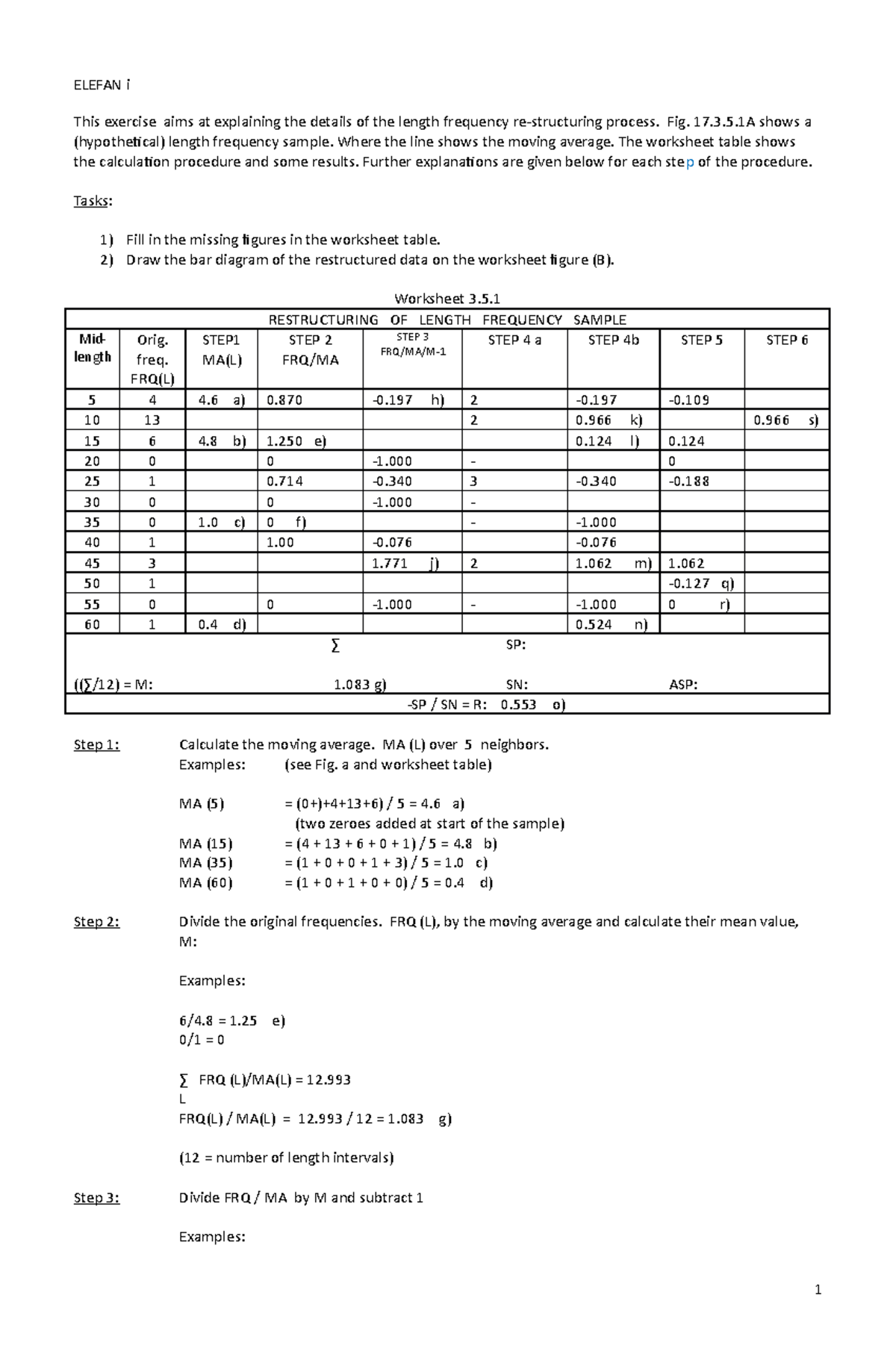 Fish 70 - Elefan i - FISH STOCK ASSESSMENT - ELEFAN i This exercise ...