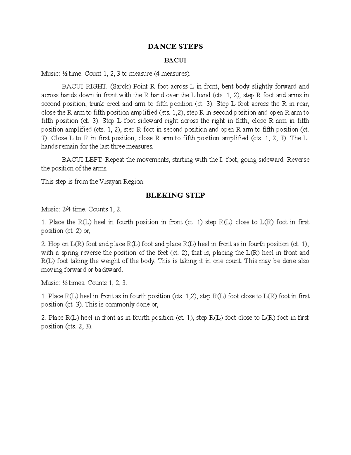 Set-3 - Noted - DANCE STEPS BACUI Music: ½ time. Count 1, 2, 3 to ...
