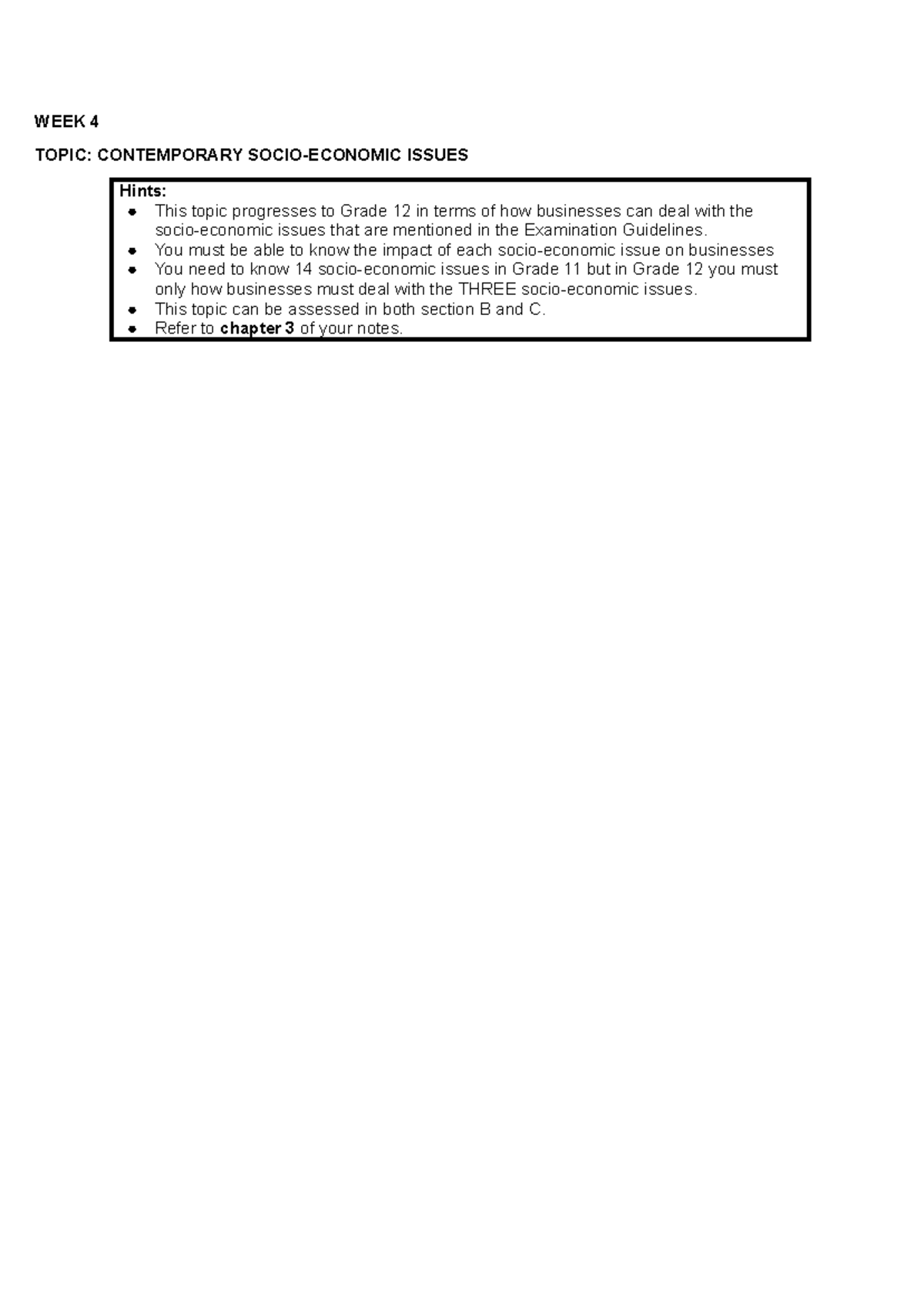 Chapter 3 questions - WEEK 4 TOPIC: CONTEMPORARY SOCIO-ECONOMIC ISSUES ...