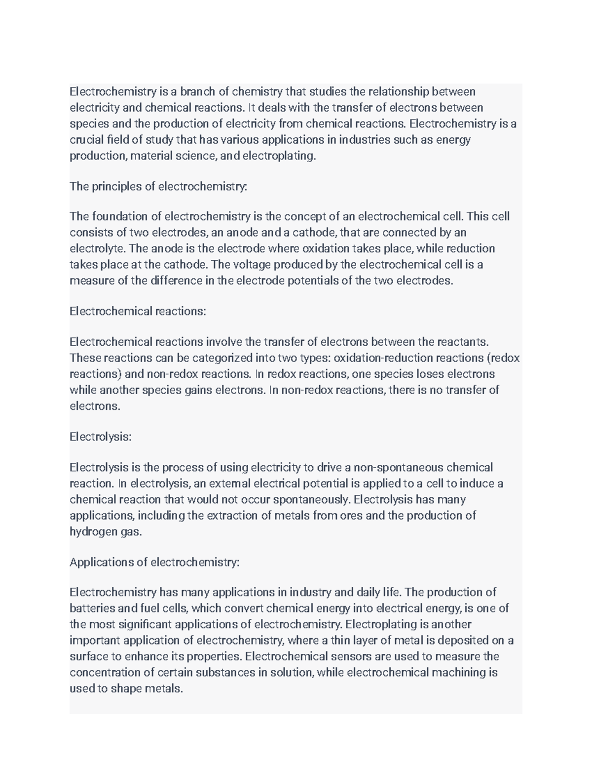 Electrochemistry and its Applications - Electrochemistry is a branch of ...