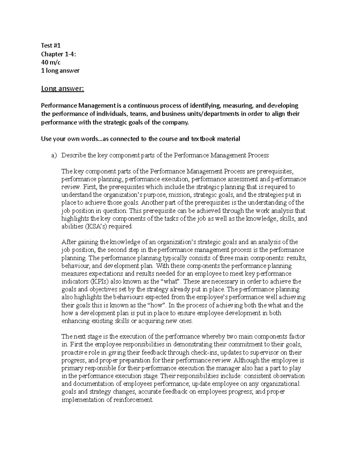 Test #1 - test 1 - Test Chapter 1-4: 40 m/c 1 long answer Long answer ...