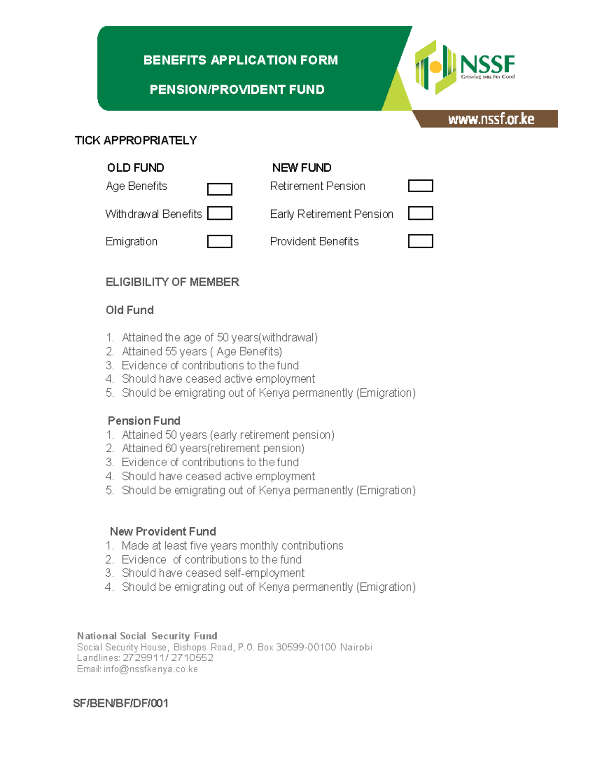 Retirement Benefits Application FORM 001 - BENEFITS APPLICATION FORM ...