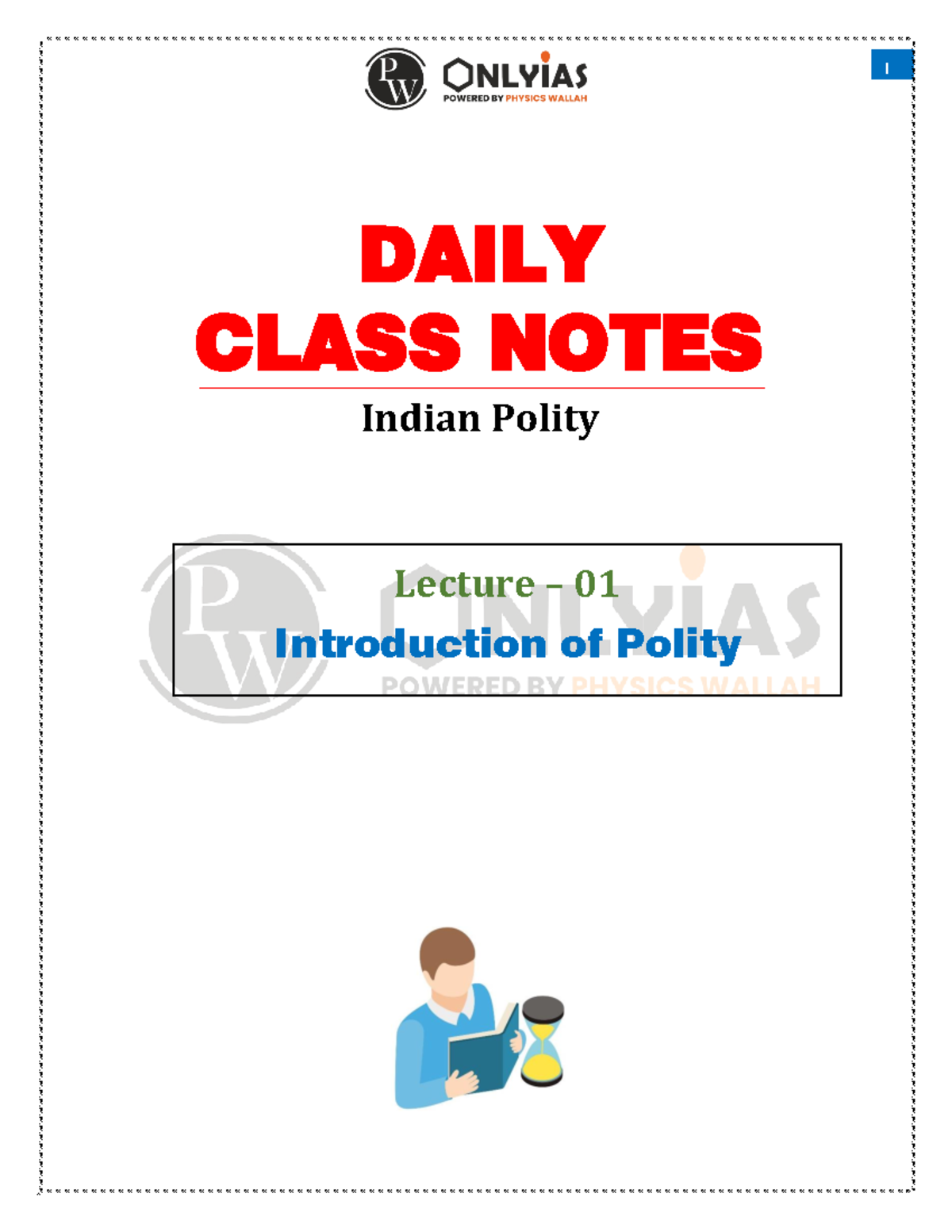 Polity 1 - Lecture notes - Lecture – 01 Introduction of Polity DAILY ...