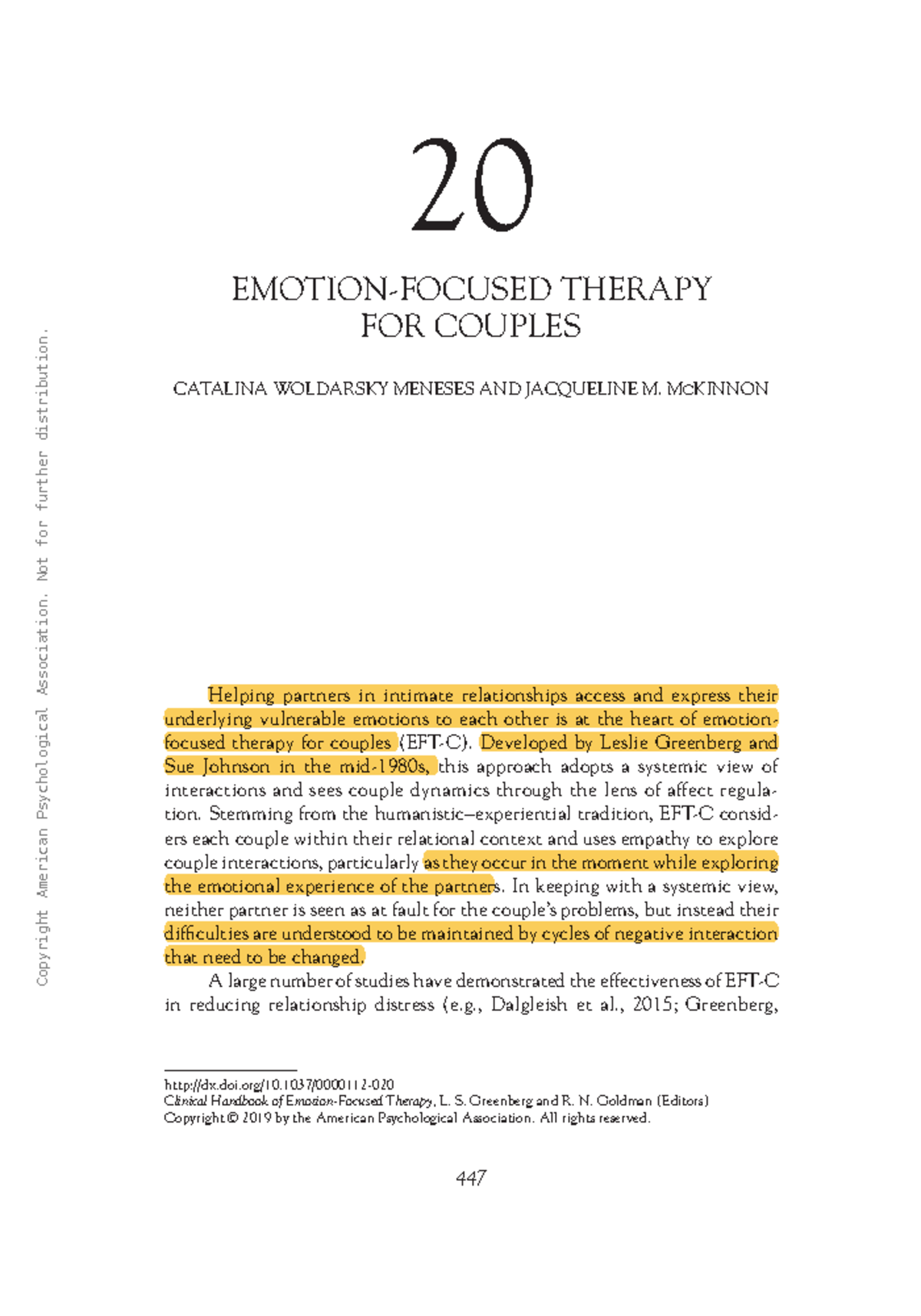 EFTC - Reading - 447 EMOTION-FOCUSED THERAPY FOR COUPLES CATALINA ...