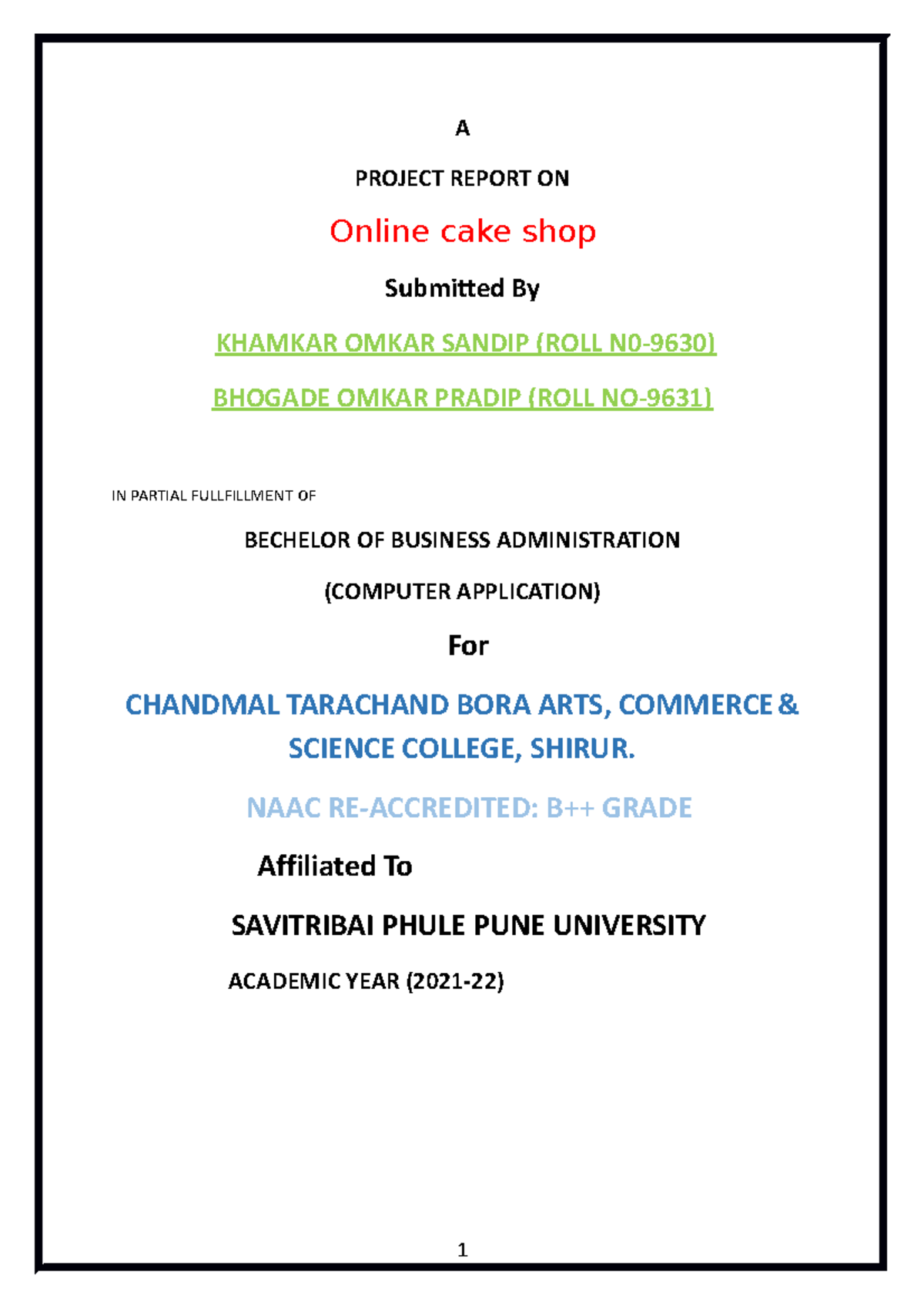 Onlinecakeshop - cake shop app - A PROJECT REPORT ON Online cake shop ...