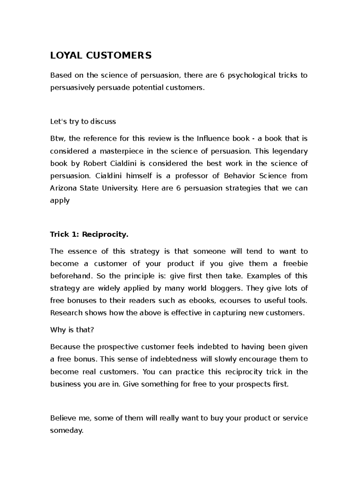 Loyal Customers Tips Business - LOYAL CUSTOMERS Based on the science of ...