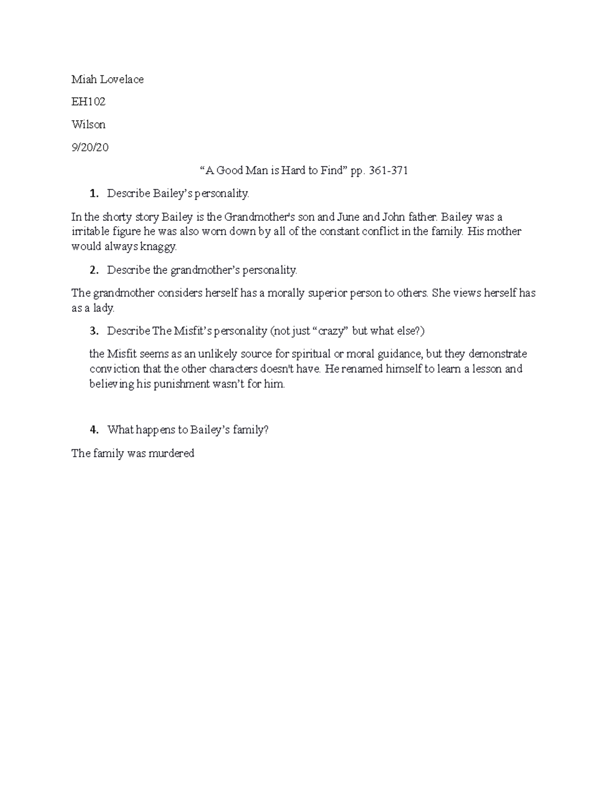 Quiz 2 EH102 - quiz - Miah Lovelace EH Wilson 9/20/ “A Good Man is Hard ...