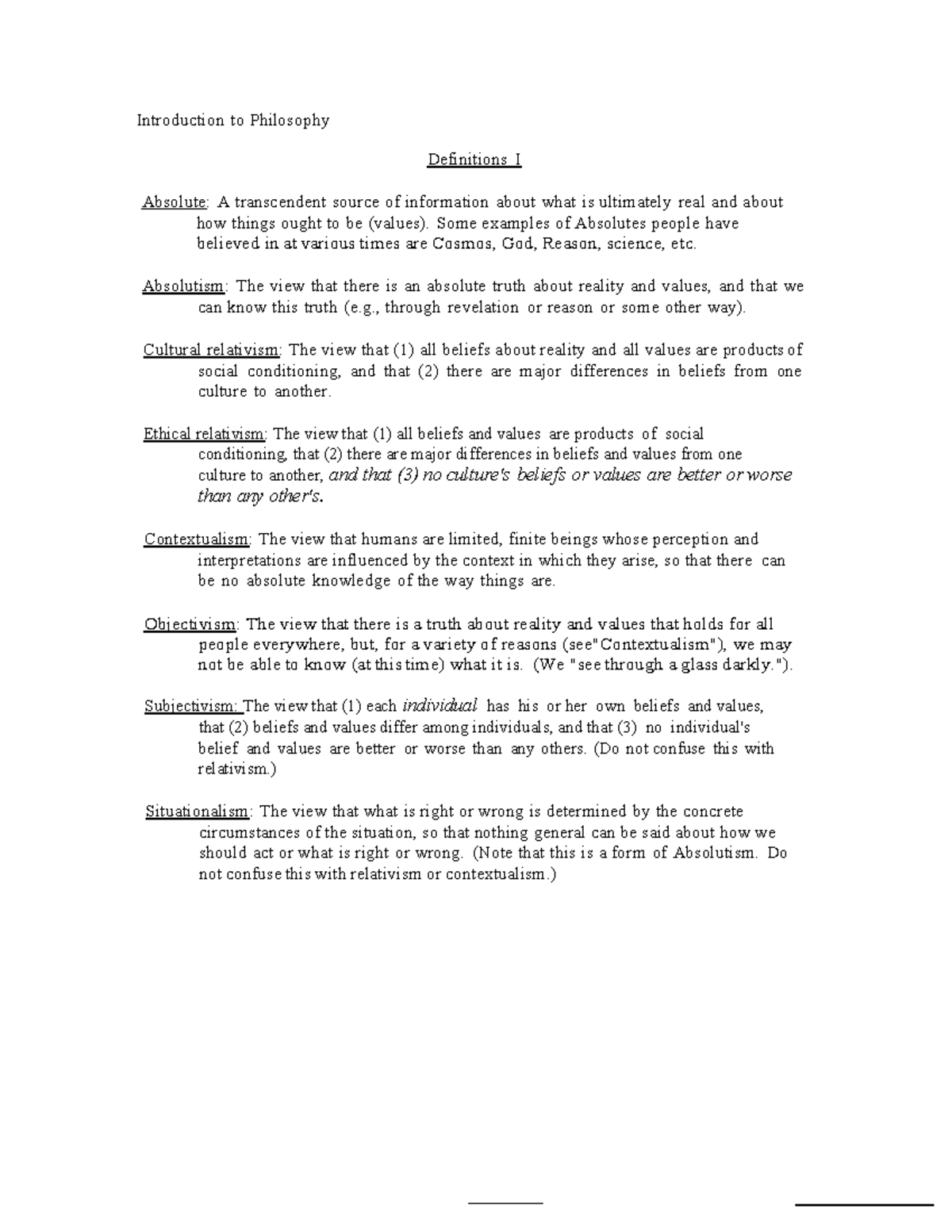 Sources of moral value for Intro and Ethics 1 - Introduction to ...