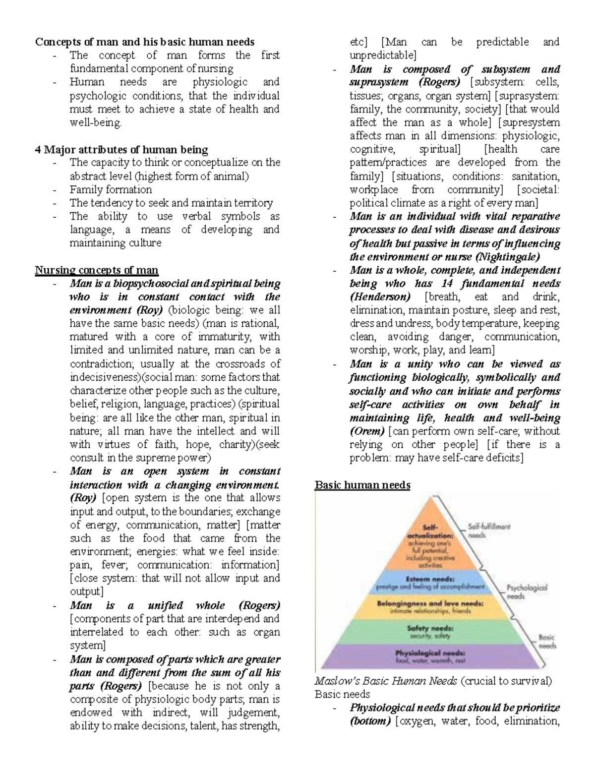 Funda LEC Reviewer 2 - Notes - Concepts of man and his basic human ...