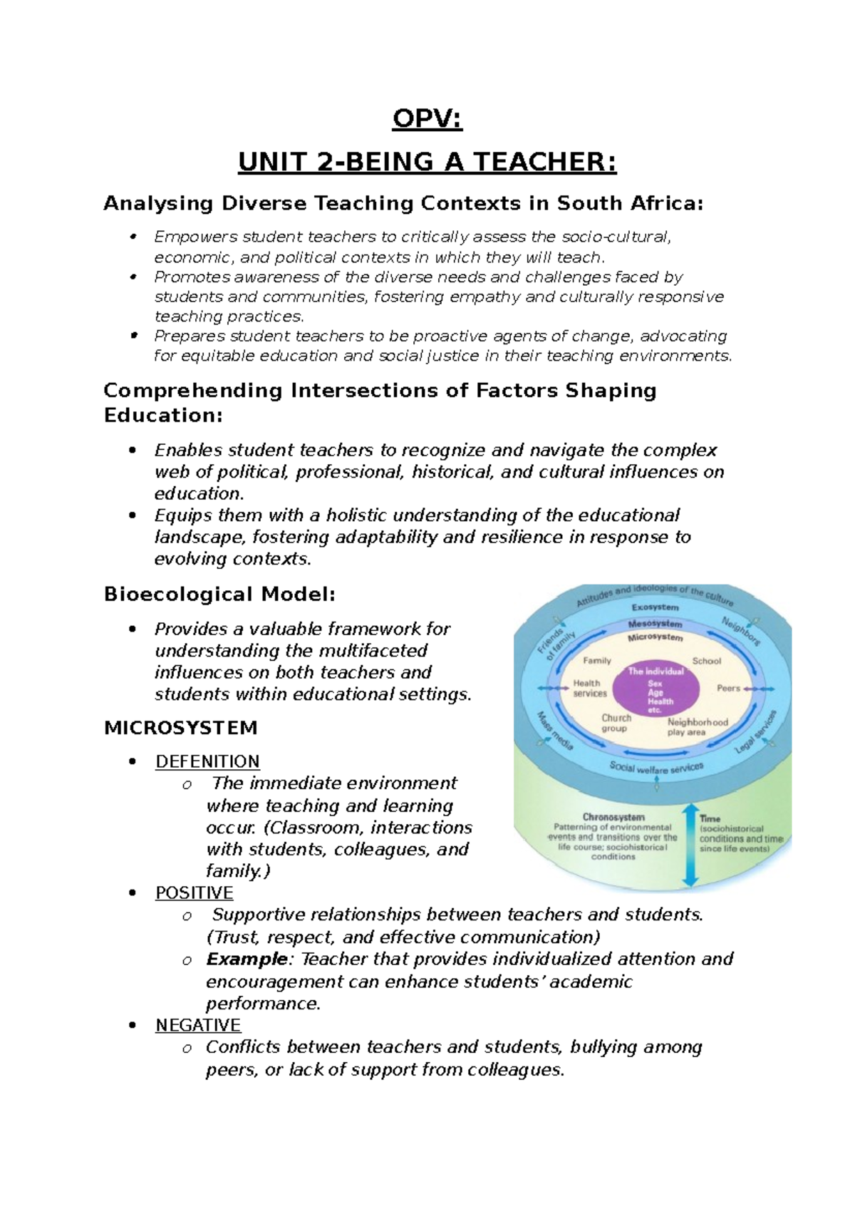 Unit2 Full Slide Summary - OPV: UNIT 2-BEING A TEACHER ...