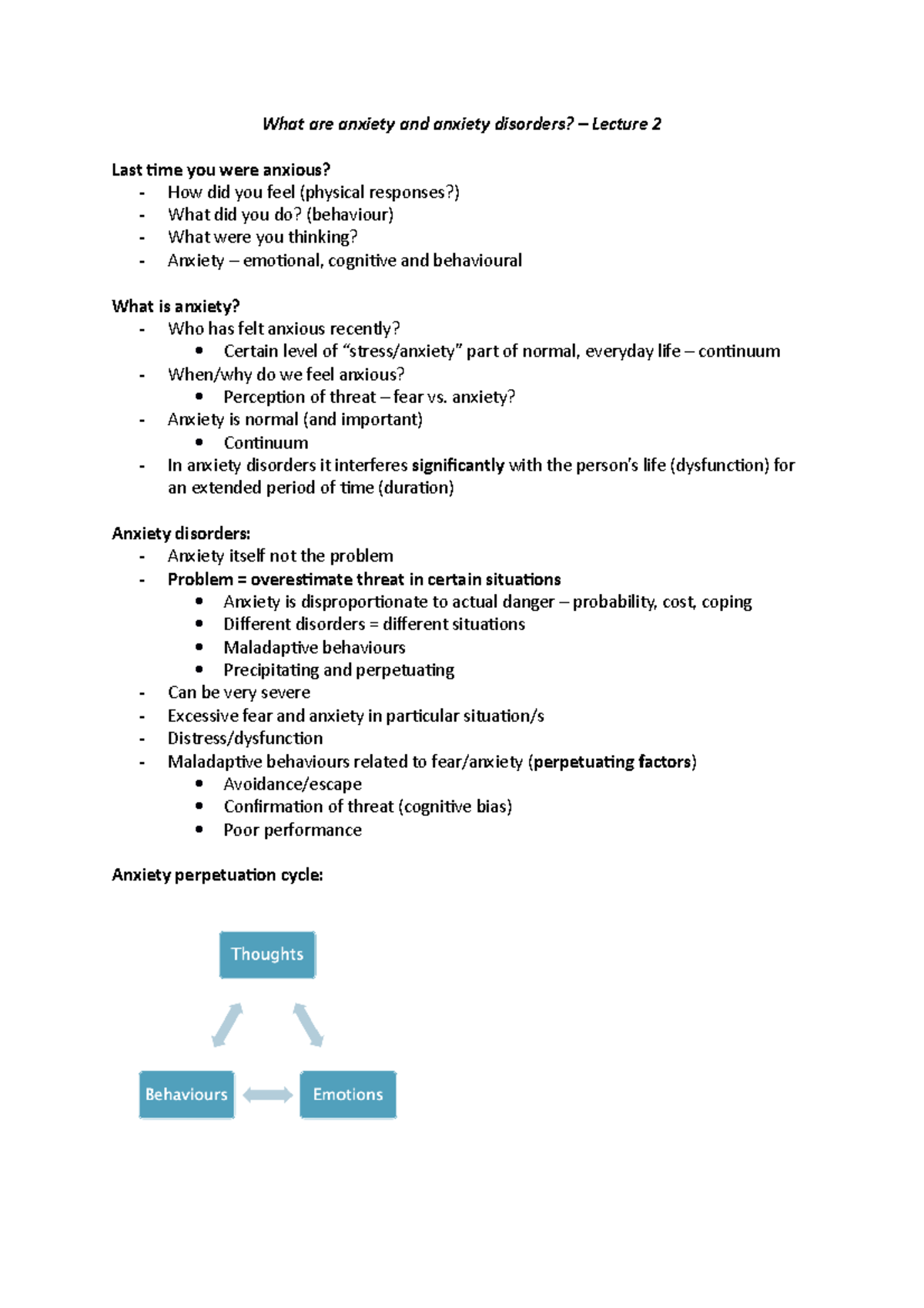 Abnormal psychology lecture two - What are anxiety and anxiety ...