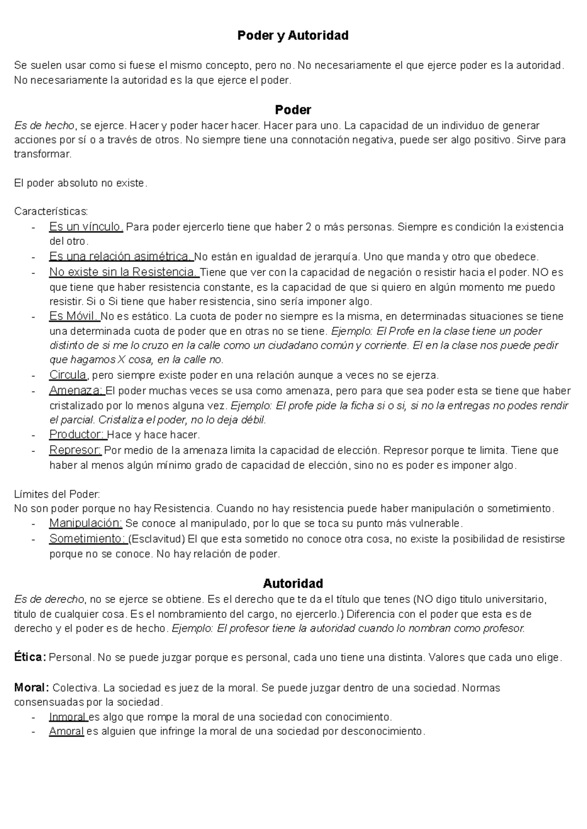 Resumen 2do Parcial - Apunte de clase - Poder y Autoridad Se suelen ...