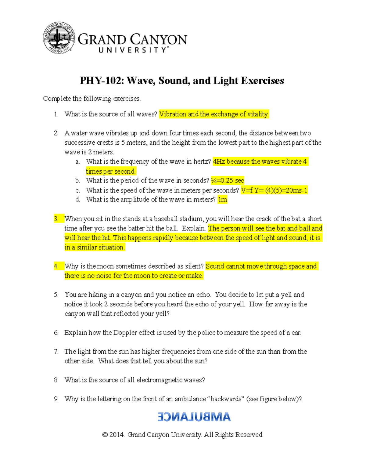 PHY-102-Wave Soundand Light Exercises - PHY-102: Wave, Sound, and Light ...