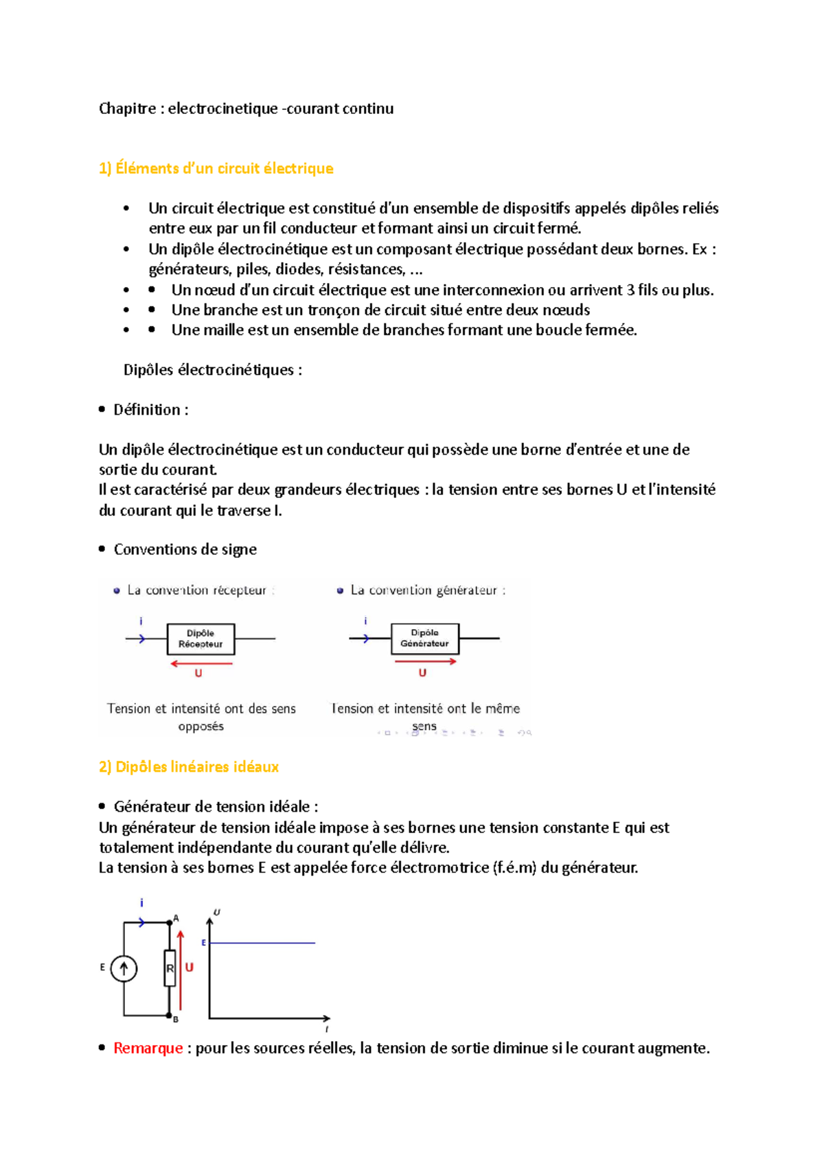 Chapitre electrocinetique - Chapitre : electrocinetique -courant ...