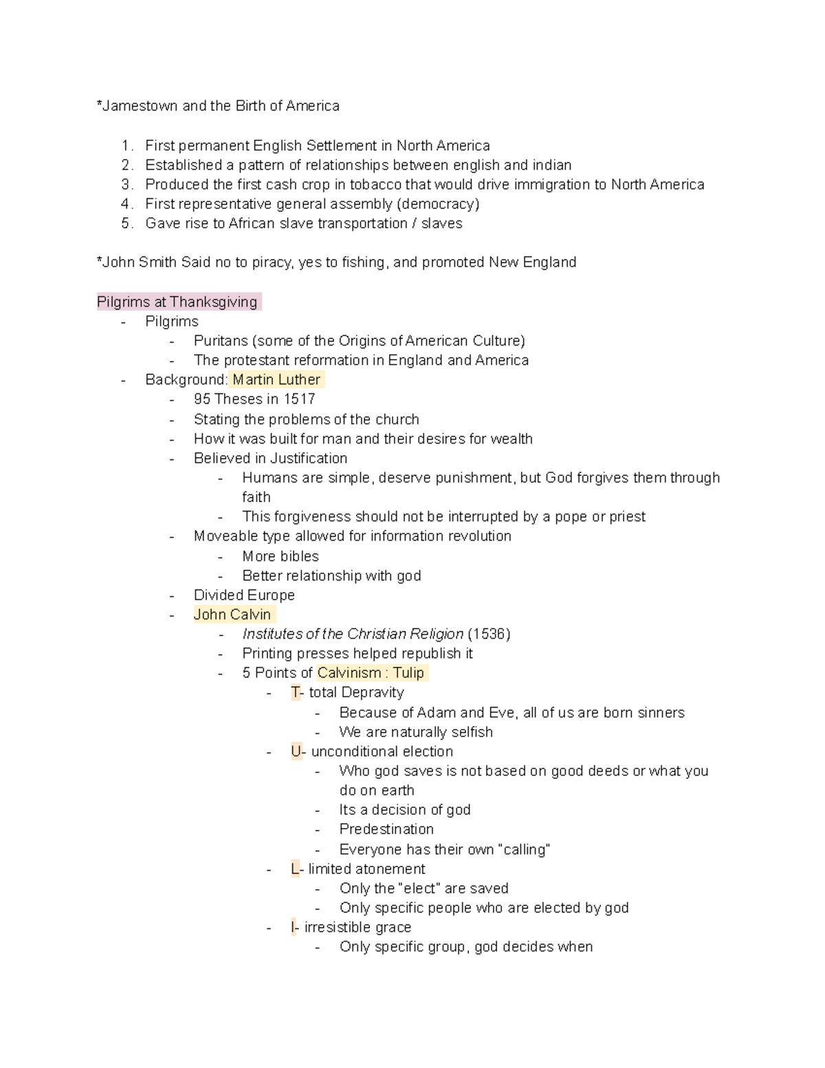 Pilgrims - HILD 2A - United States History - *Jamestown and the Birth ...