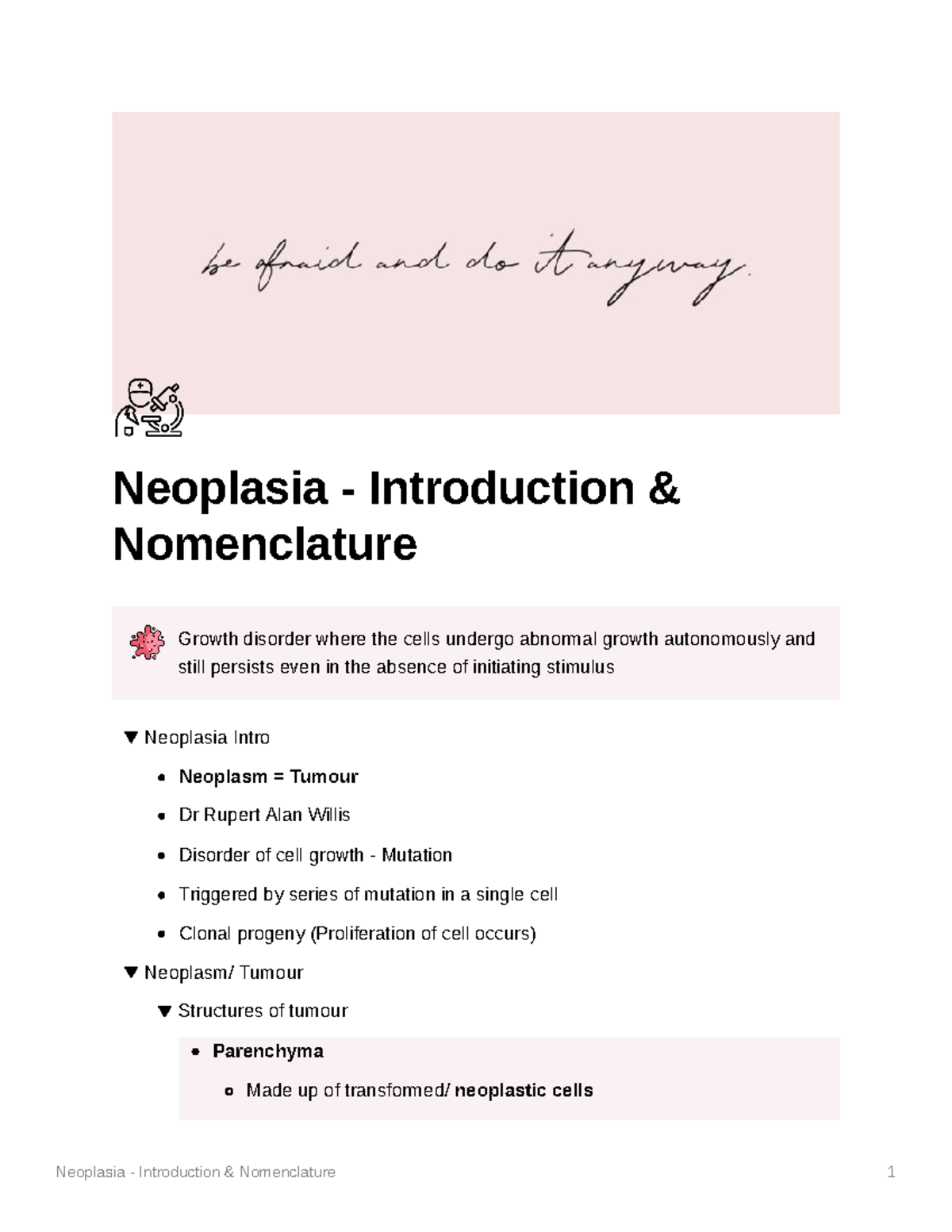 Neoplasia 1 - Introduction Nomenclature (Pathology) - Neoplasia ...