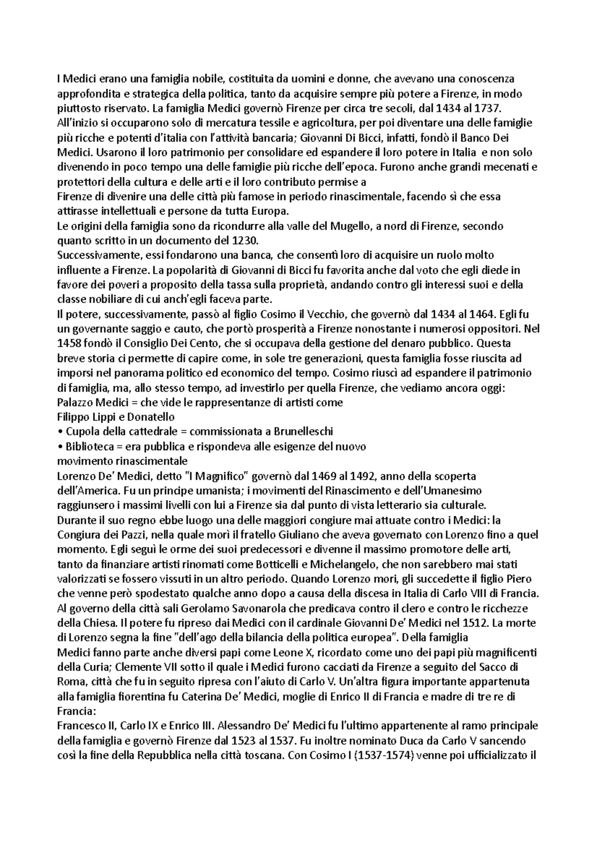 I Medici - La famiglia Medici governò Firenze per circa tre secoli, dal ...