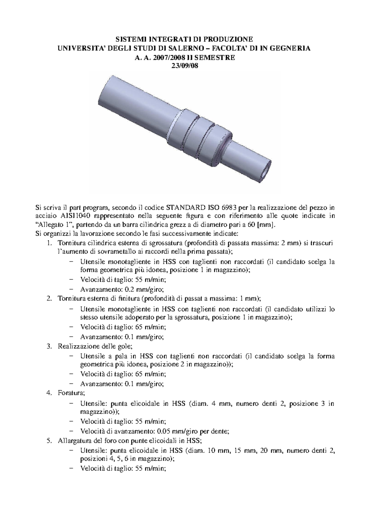 Esercitazione - part program secondo il codice standard iso 6983 ...