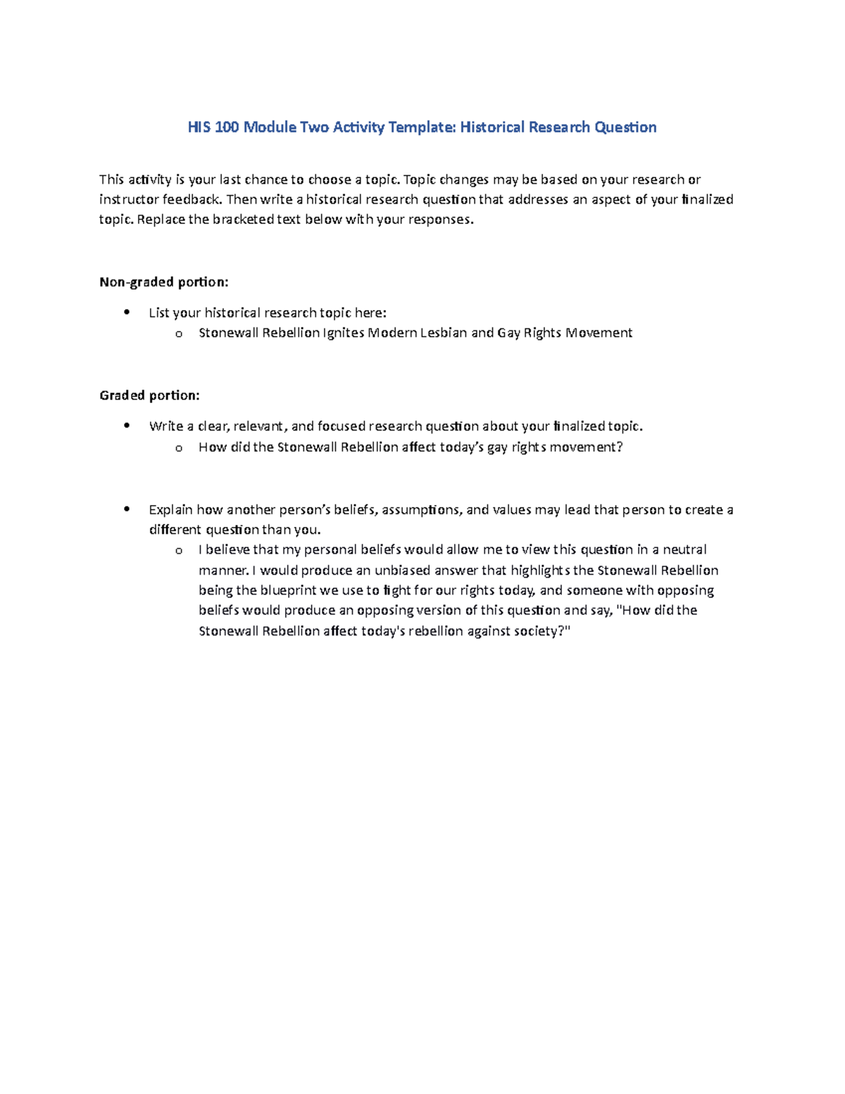 HIS100 Module 2-1 Activity - HIS 100 Module Two Activity Template ...