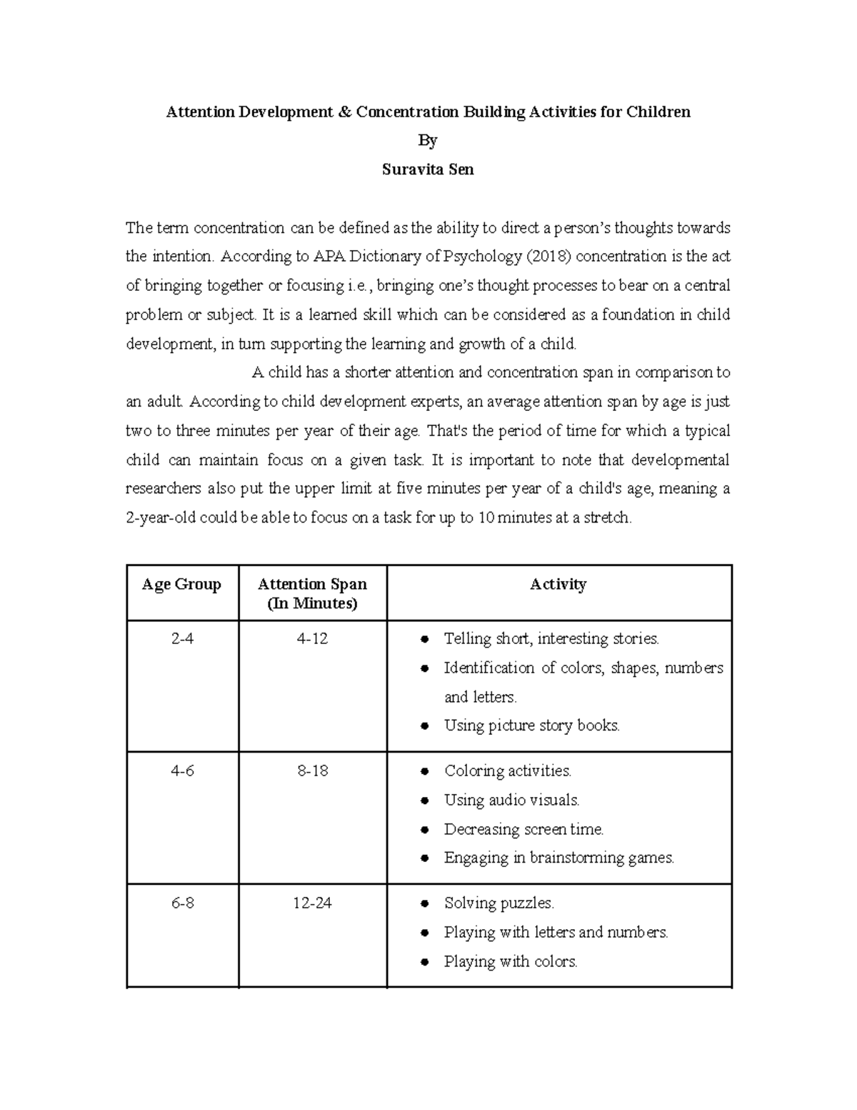 Strategies - Attention Development & Concentration Building Activities ...