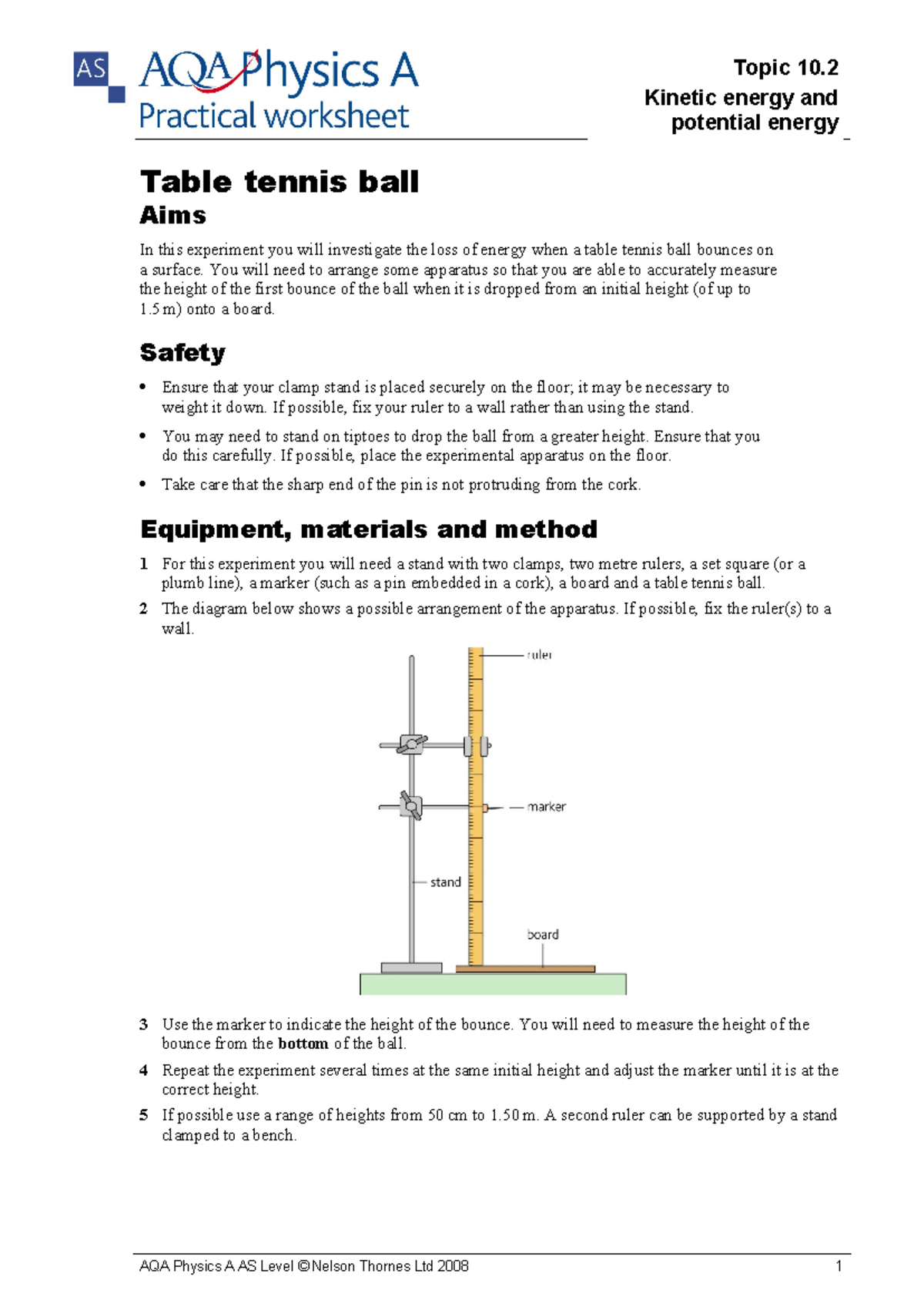 102 Table-Tennis-Practical - Table tennis ball Aims In this experiment ...
