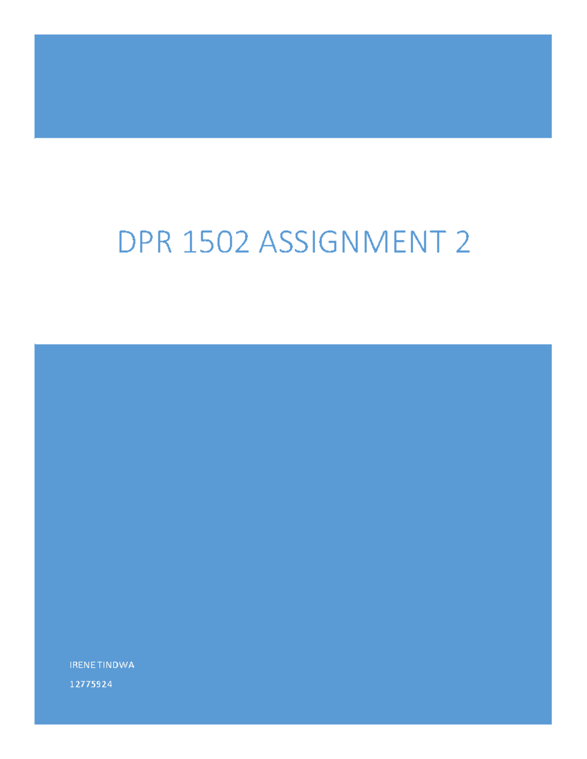 DPR 1502 Assignment 2 - DPR 1501 - Unisa - Studocu