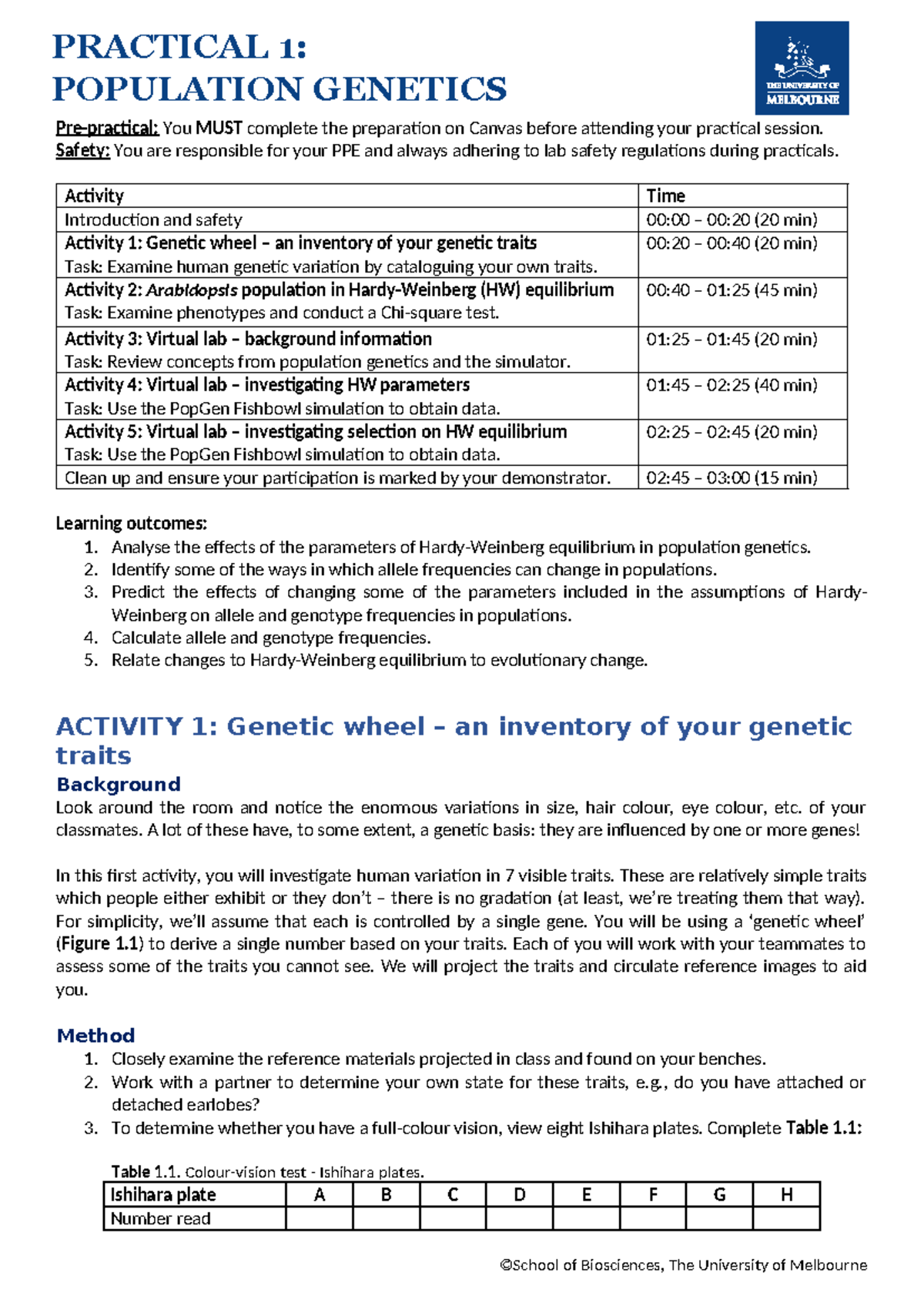 Practical 1 worksheet student - Pre-practical: You MUST complete the ...