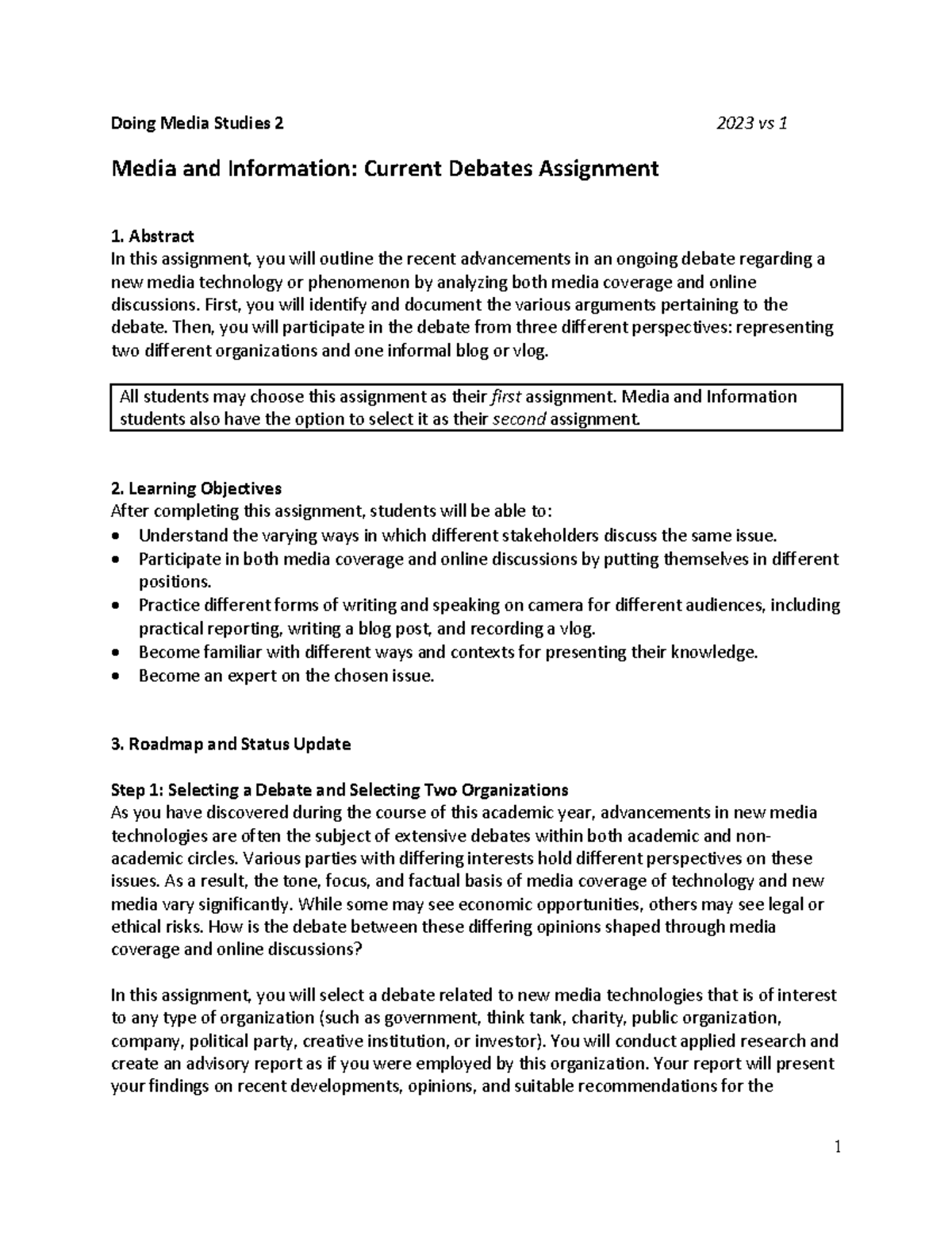 Current Debates Assignment DMS2 2023 vs 1 - Doing Media Studies 2 2023 ...