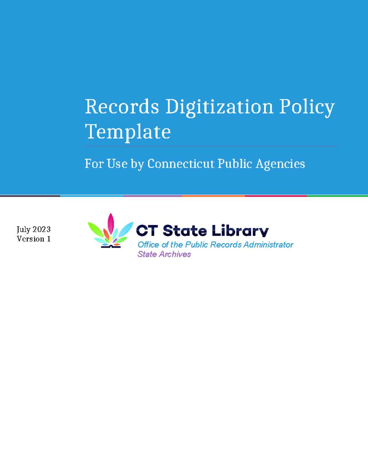 Digitization Policy Template 2023 - July 2023 Version 1 Records ...