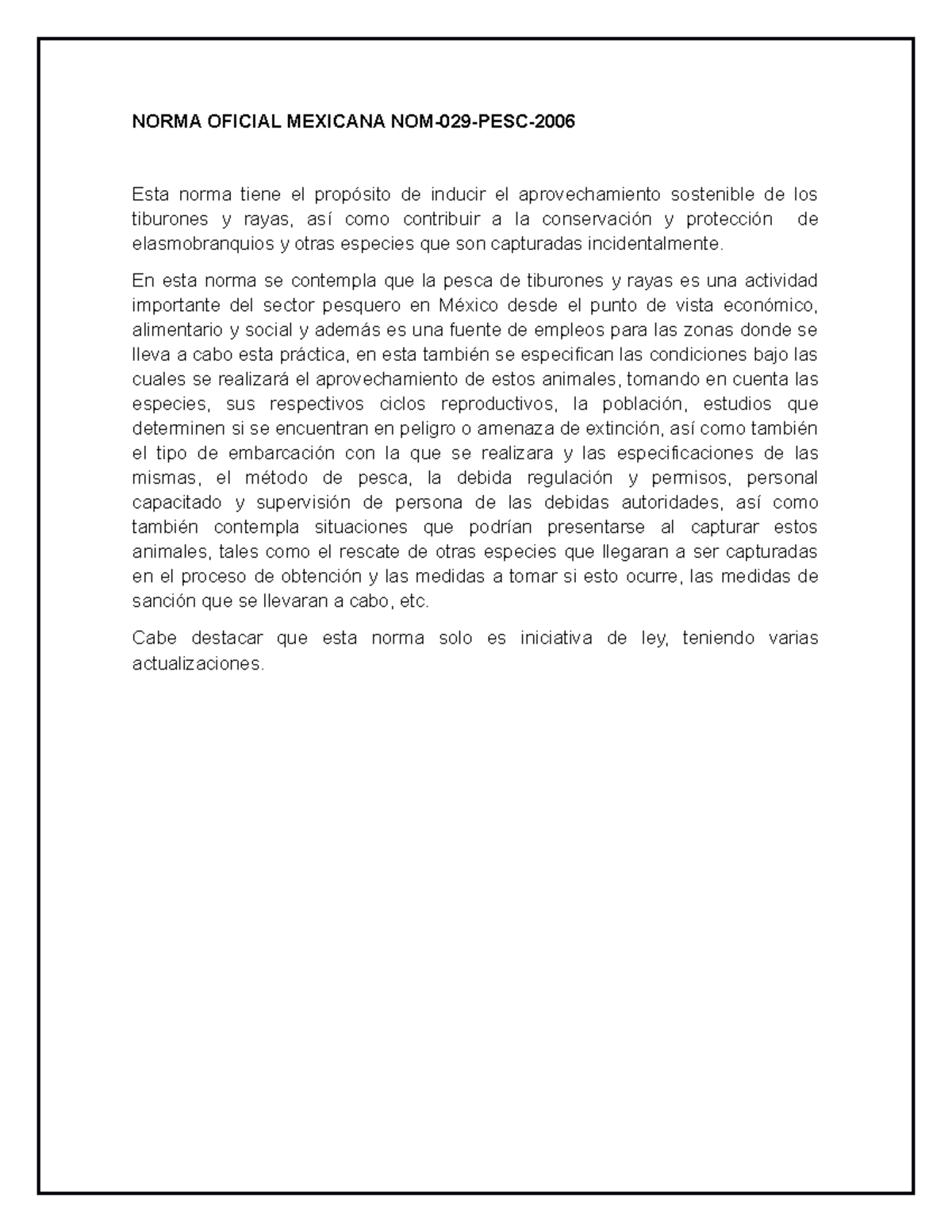 Norma Oficial Mexicana NOM - NORMA OFICIAL MEXICANA NOM-029-PESC- Esta ...