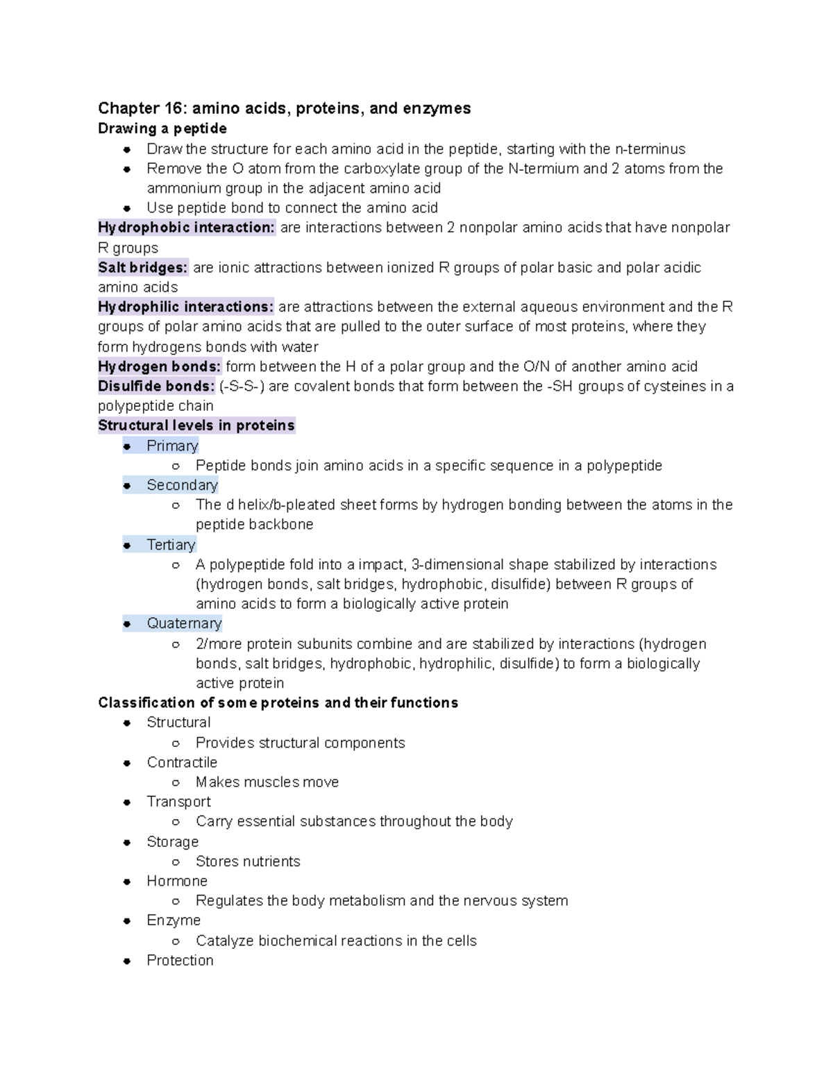 Chem136 textbook chapter 16 - Chapter 16: amino acids, proteins, and ...