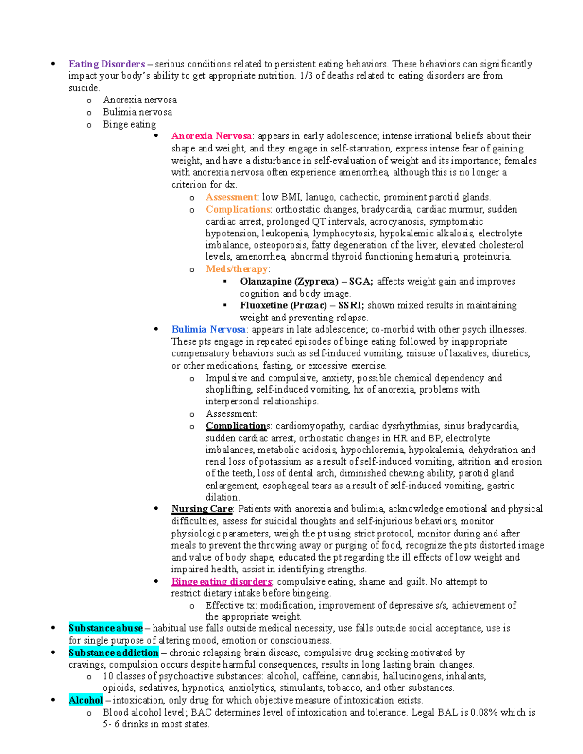 Study Guide 3 - Eating Disorders – serious conditions related to ...