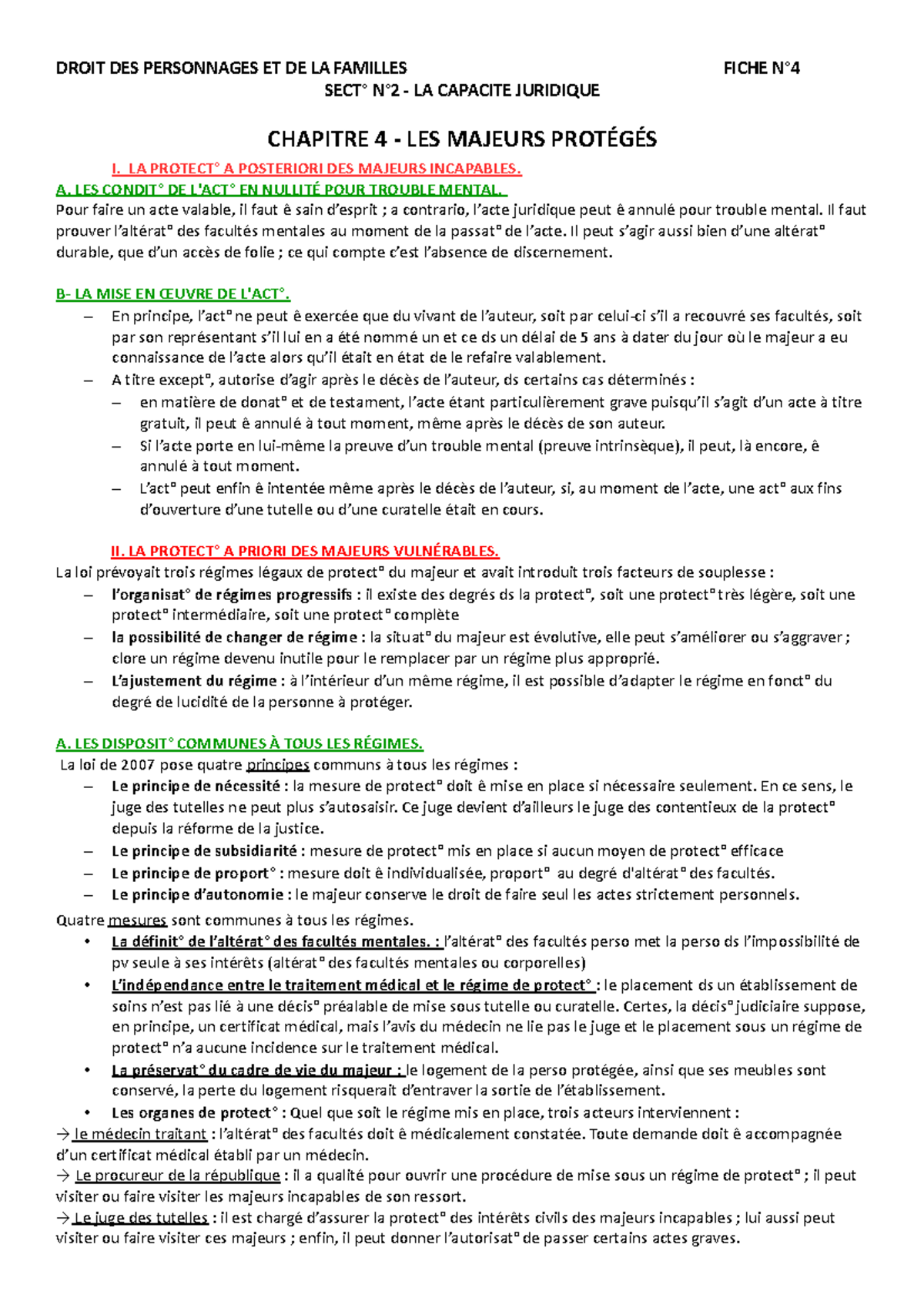 Chapitre 4 - LES Majeurs Protégés - Warning: TT: undefined function: 32 SECT° N°2 - LA CAPACITE ...