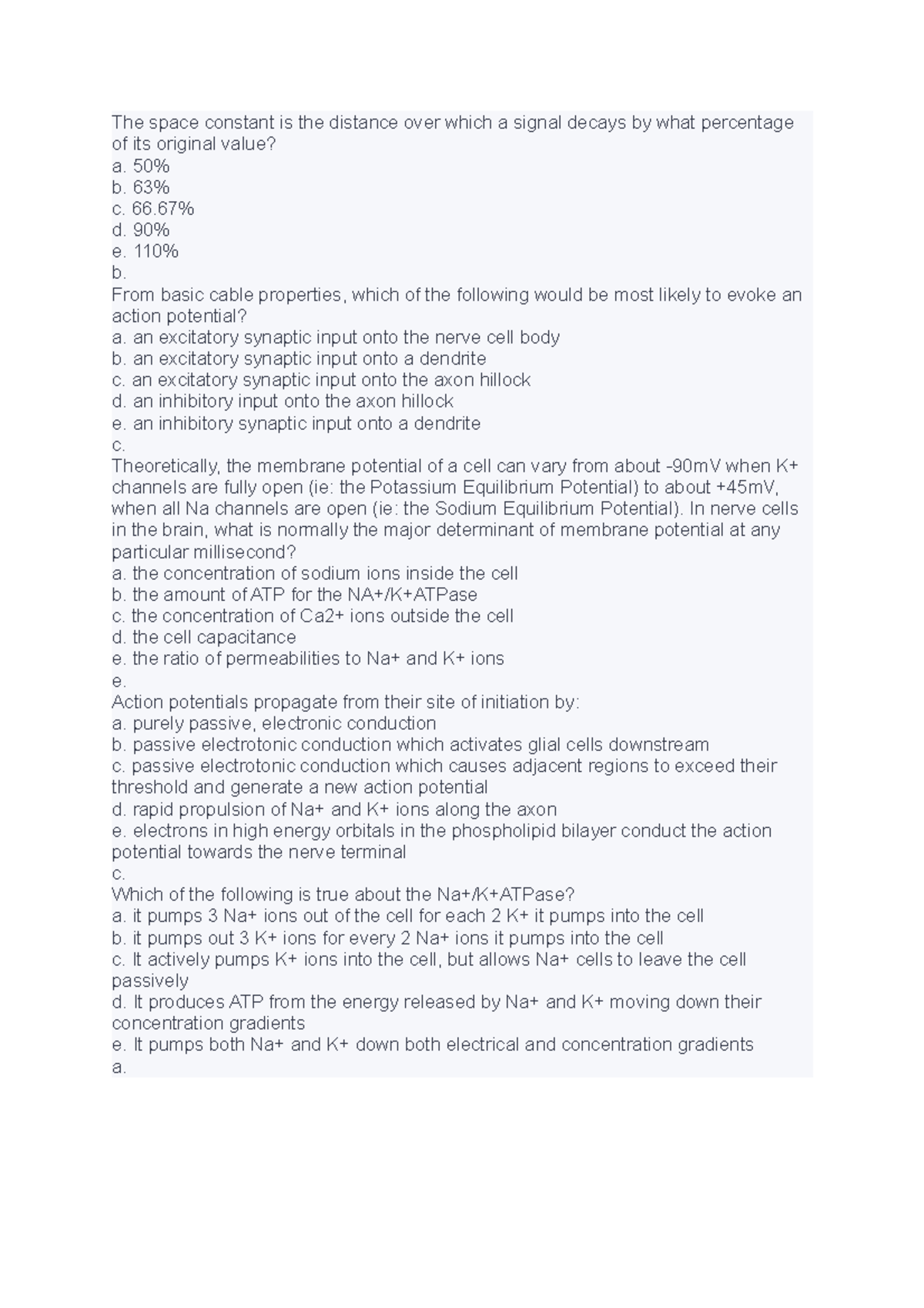 3 lecture notes/NOTES/QUESTIONS - The space constant is the distance ...