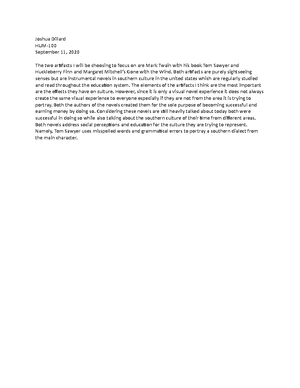 HUM 100 Short Response Answer 4-1 - Joshua Dillard HUM- September 25 ...