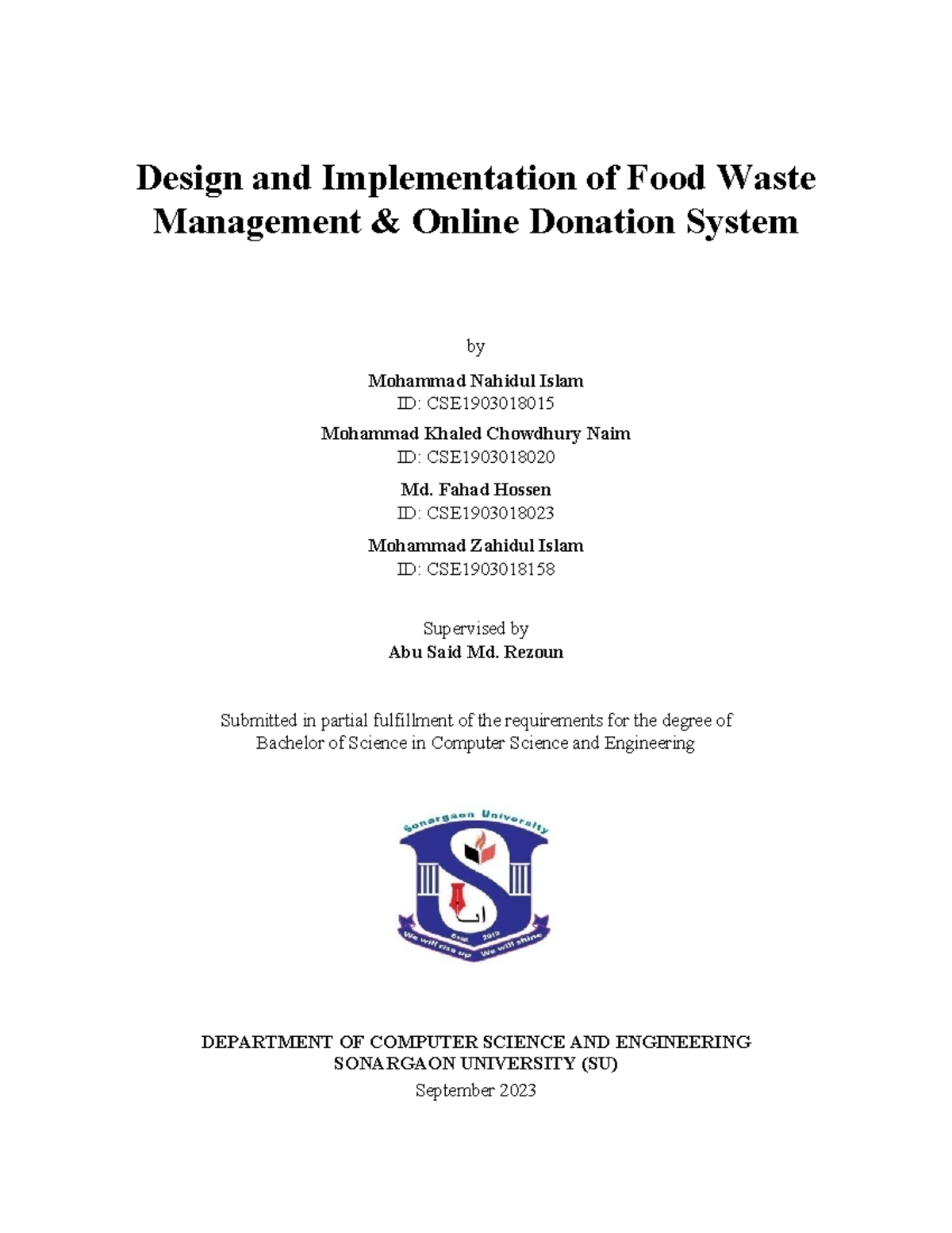 Design and Implementation of Food Waste Management and Online Donation ...