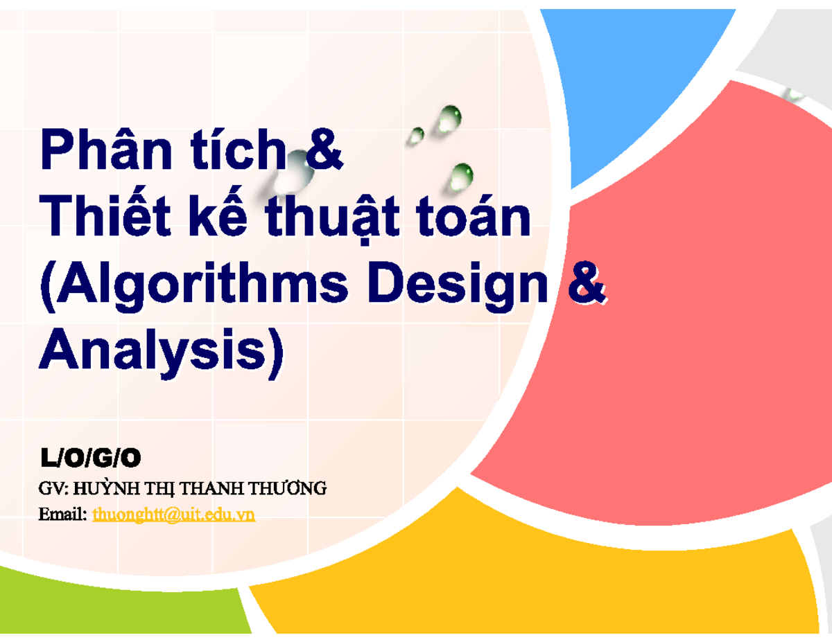 Phân tích thuật toán đệ quy - Phân tích Thiét kê thuât toán (Algorithms Design Analysis) GV ...