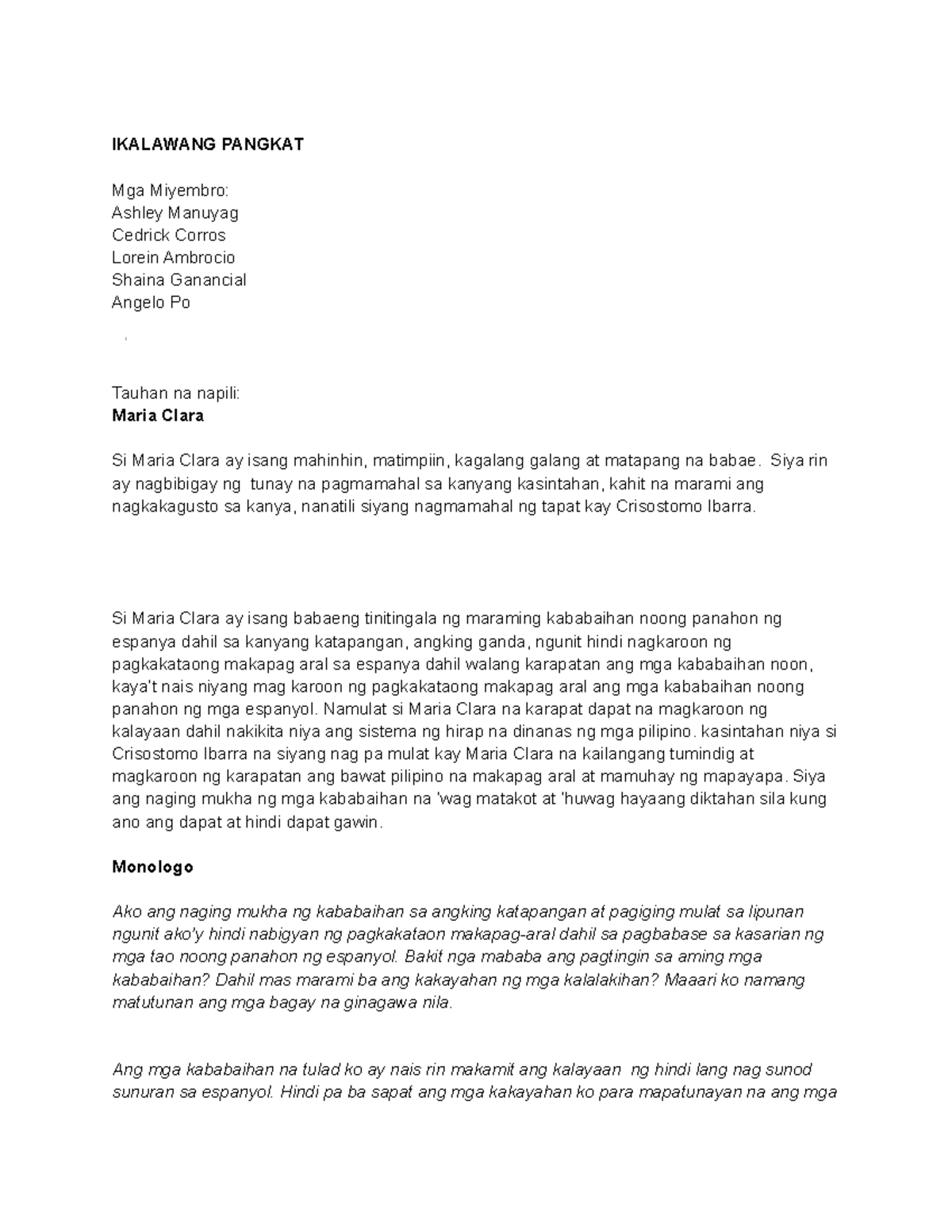 Copy of Filipino Groupings - IKALAWANG PANGKAT Mga Miyembro: Ashley ...