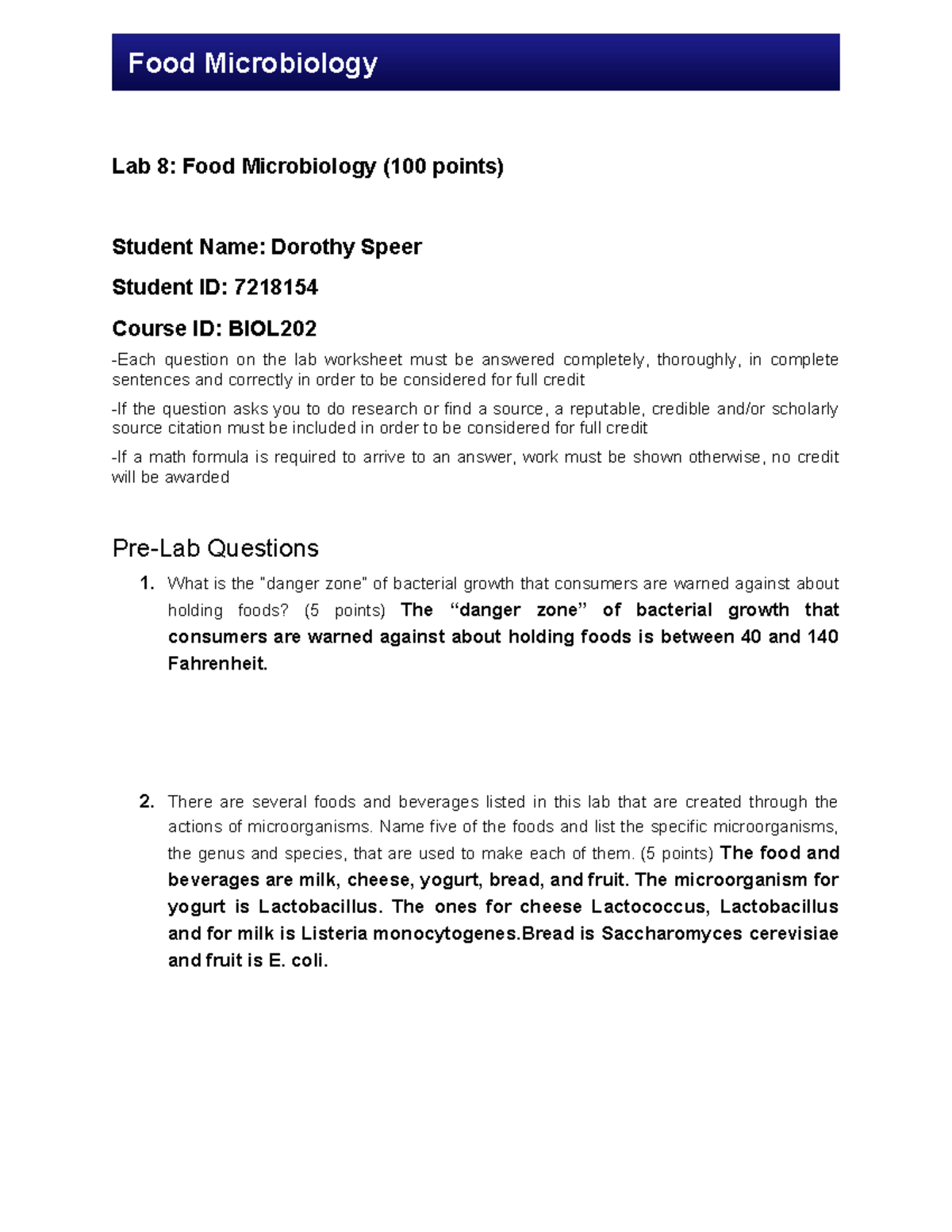 Lab-8-Food Microbiology - Copy - Lab 8: Food Microbiology (100 points ...