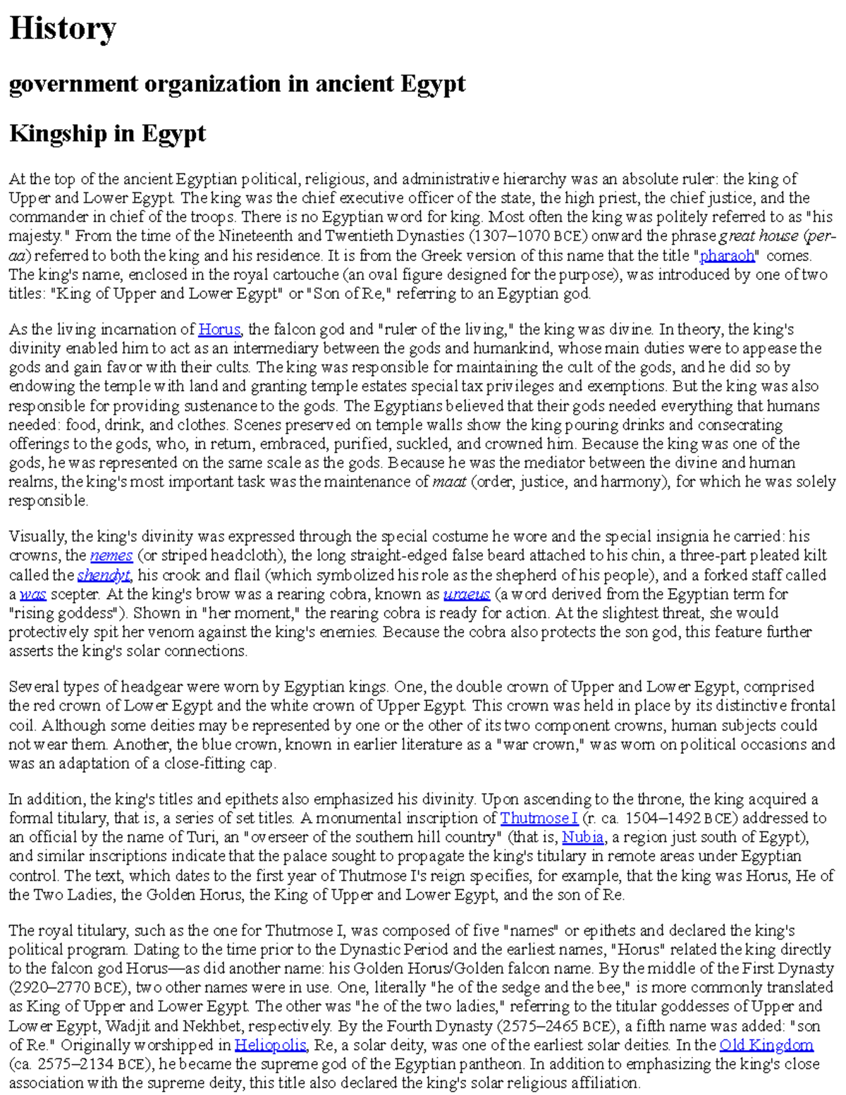 Government organization in ancient Egypt - History government ...