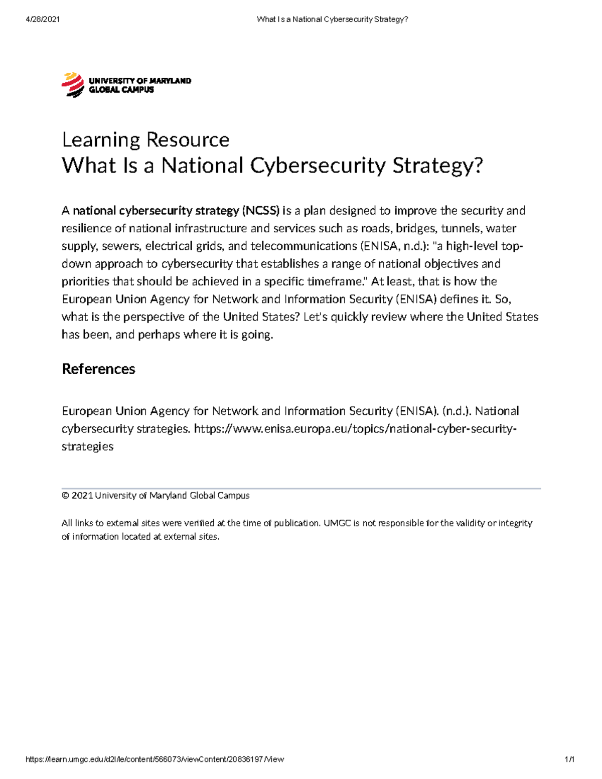 What Is a National Cybersecurity Strategy - CMIT 495 7392 Current ...
