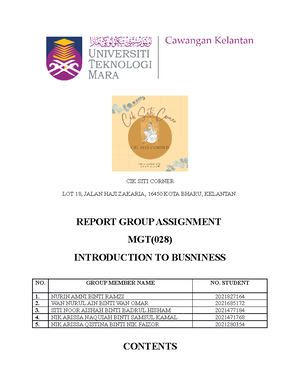 MGT028 - Individual Assignment- Norida - introdution into bussiness ...