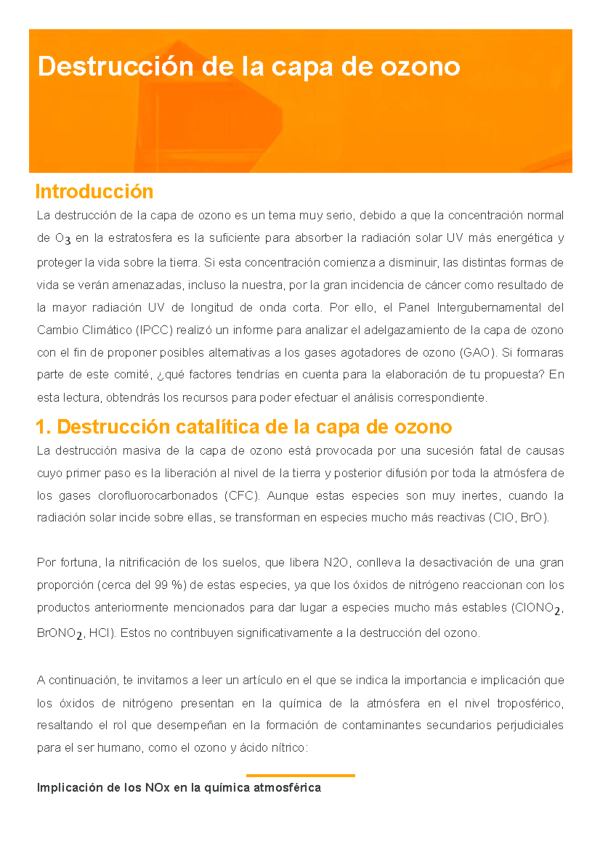 M3L3 - modulo 3 capitulo 3 - Destrucción de la capa de ozono Introducción La destrucción de la ...