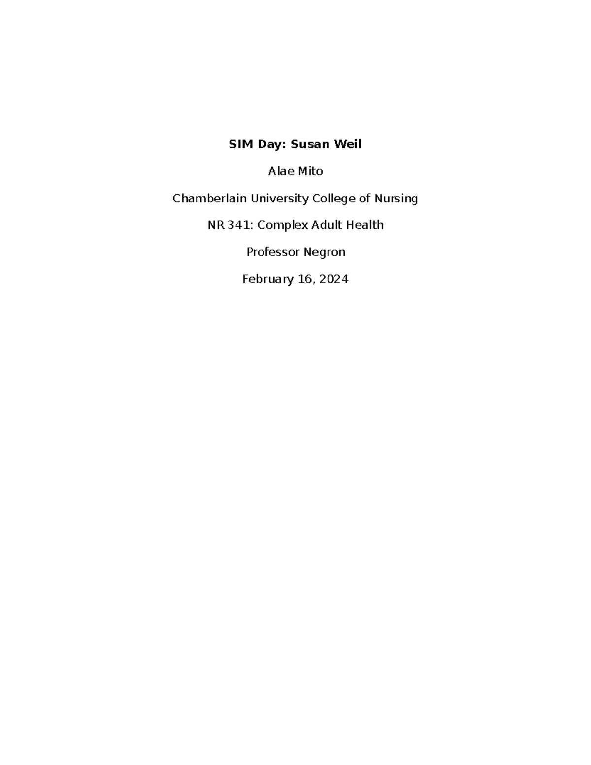 SIM Day- susan weil - SIM Day: Susan Weil Alae Mito Chamberlain ...