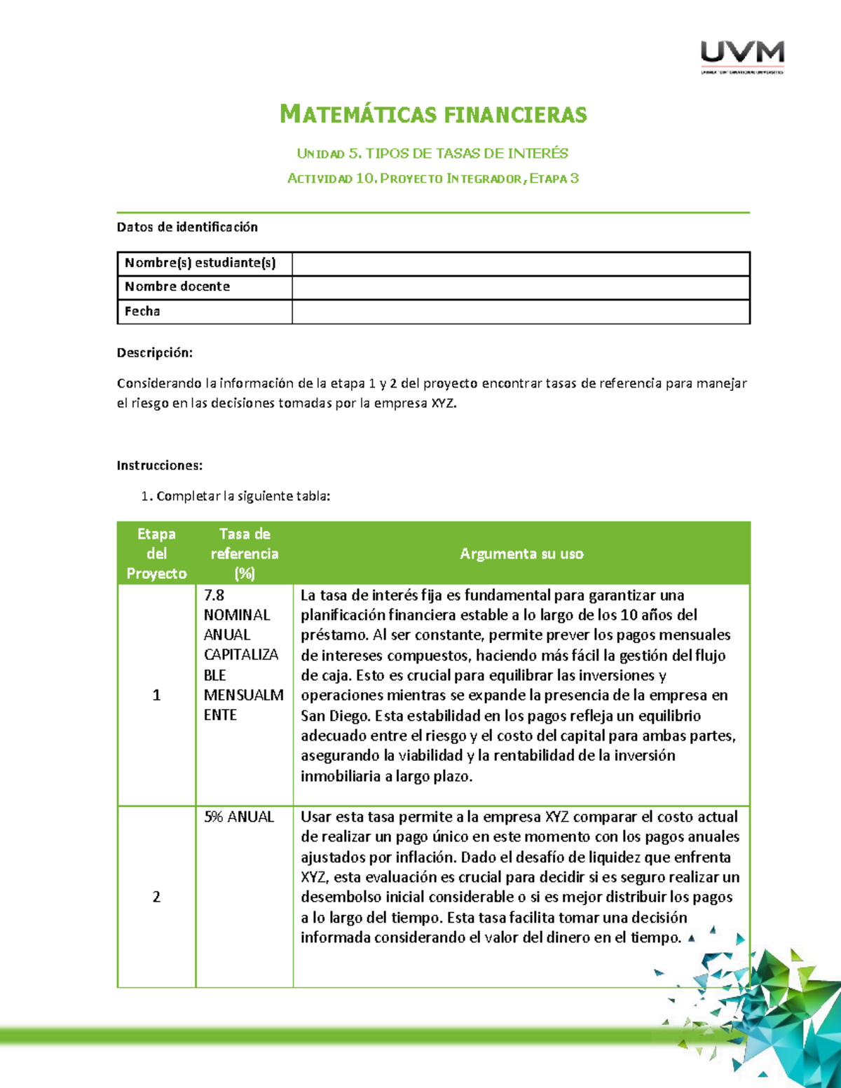 MATE Financiera PYI3 - PROYECTO INTEGRADOR ETAPA 3 - MATEMÁTICAS ...