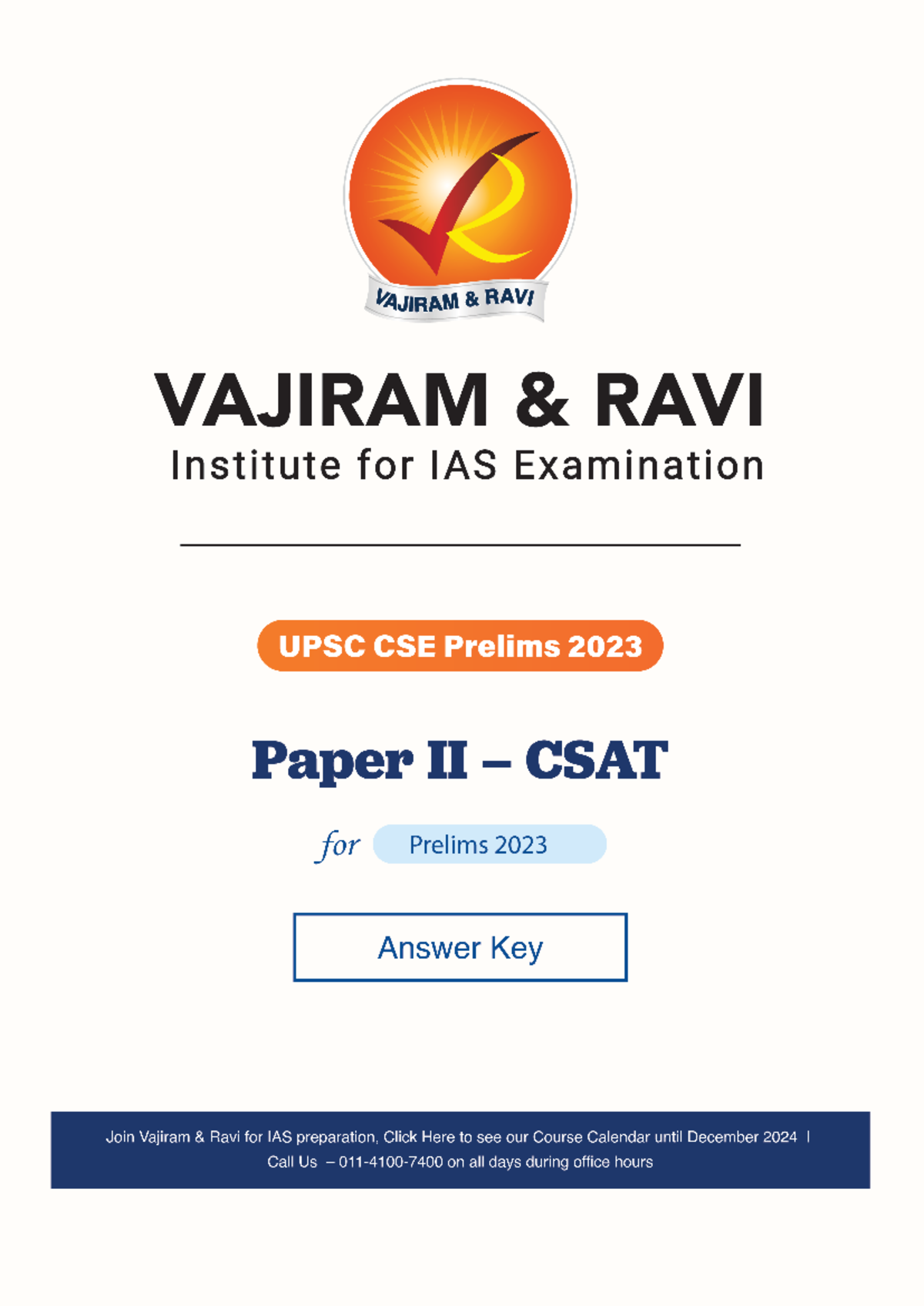 Prelim Test 2023 Paper II CSAT - Answer Key - Prelim Test 2023 – Paper ...