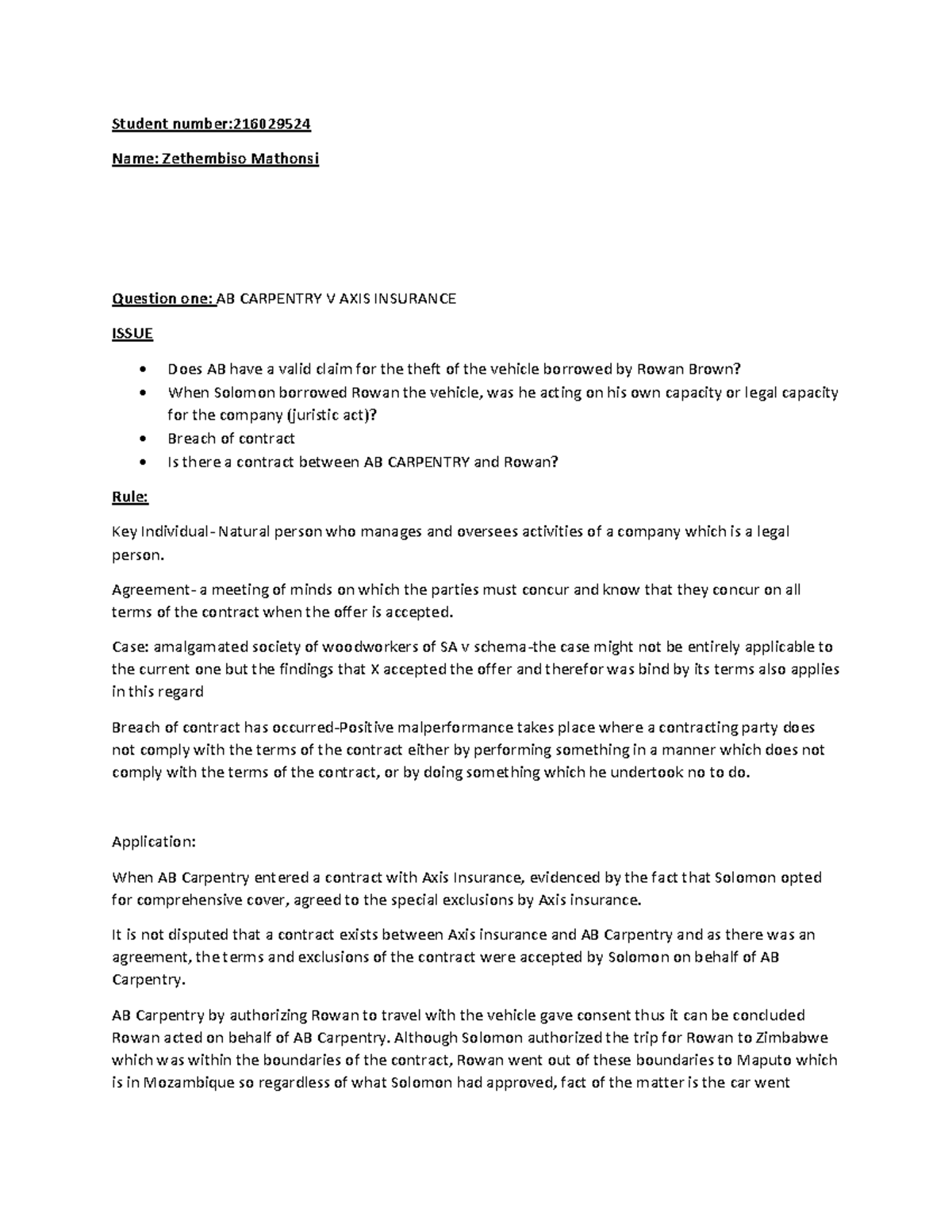 Student number - vgbh - Student number: Name: Zethembiso Mathonsi ...